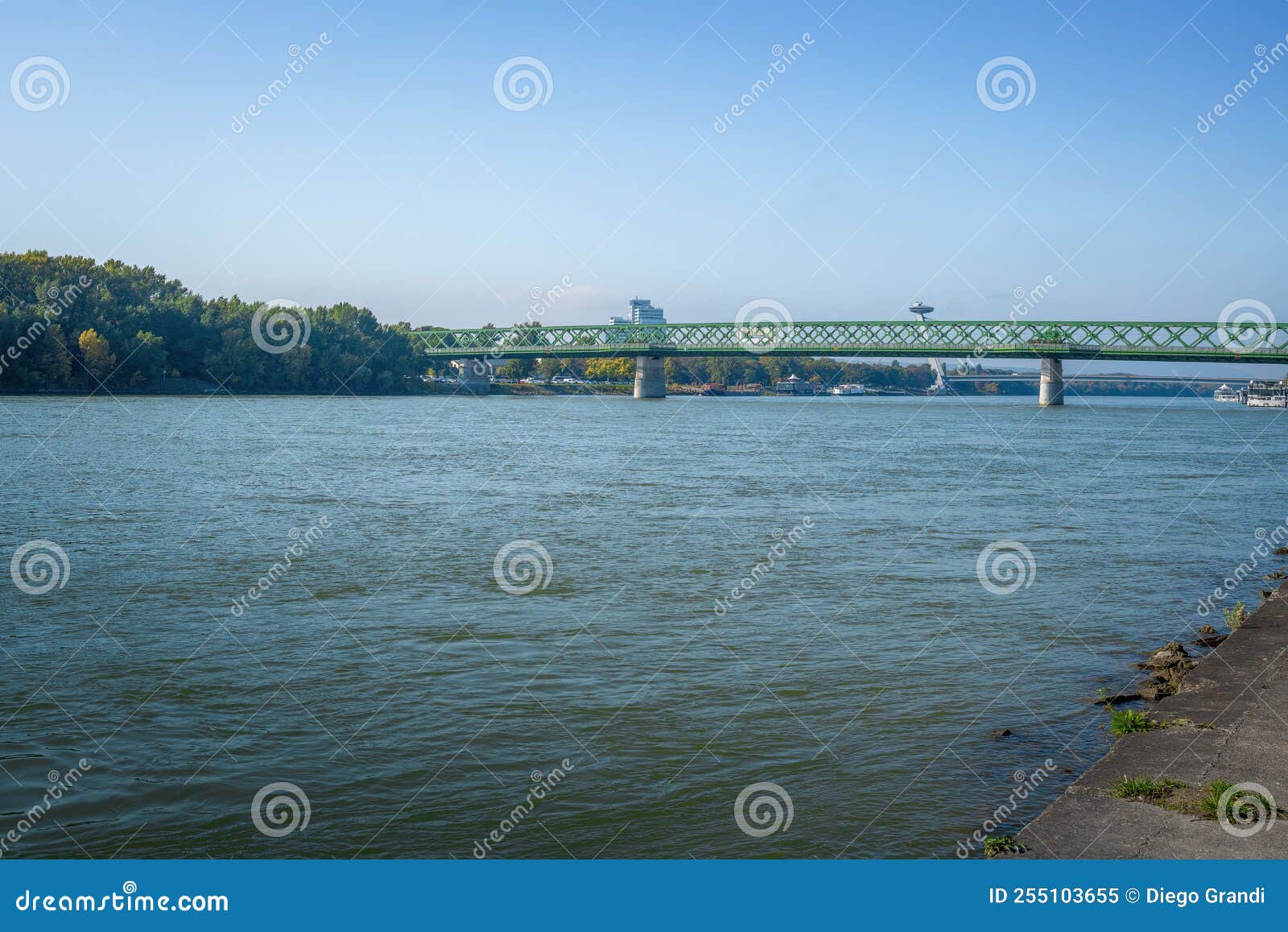 Old Bridge Stary Most at Danube River - Bratislava, Slovakia Stock ...