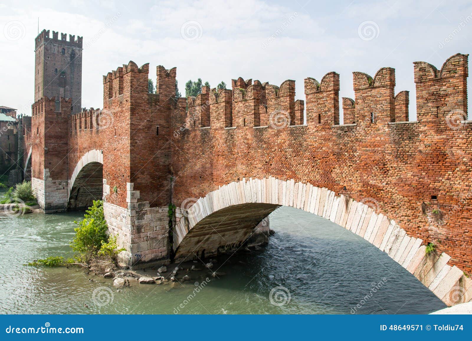 Old bridge Verona stock image. Image of ancient, fortress - 48649571