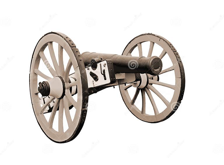 Old British Field Cannon Isolated Stock Image - Image of white, iron ...