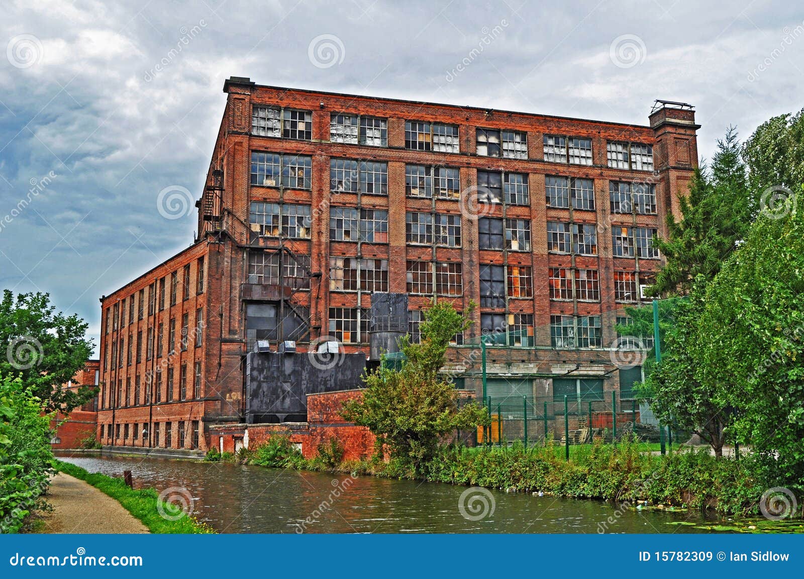 Old British Mill on the Canalside Stock Image - Image of brown, factory ...
