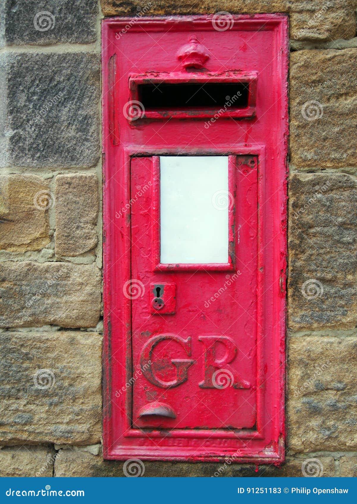 Old British Red Post Box Set in a Stone Wall with Keyhole Stock Image ...