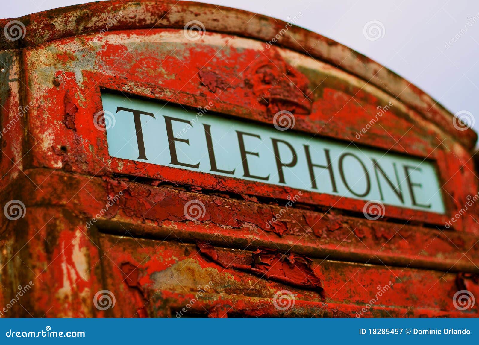 Old British Telephone Box with Peeling Paint Stock Image - Image of ...