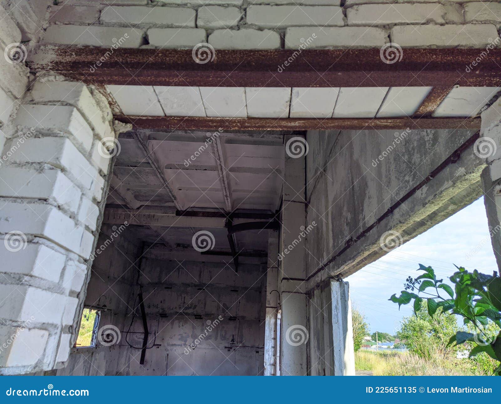 Old Broken and Abandoned Building Inside View. Stock Image - Image of ...