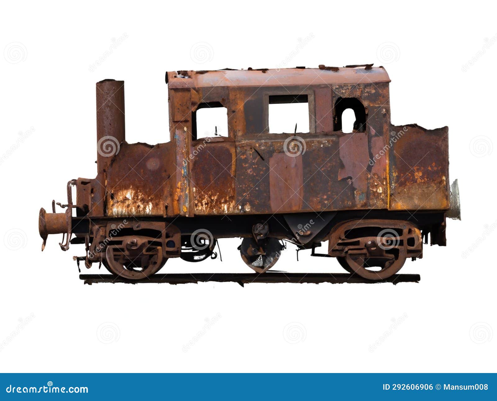 Old Broken Abandoned Train on White Background Stock Photo - Image of ...