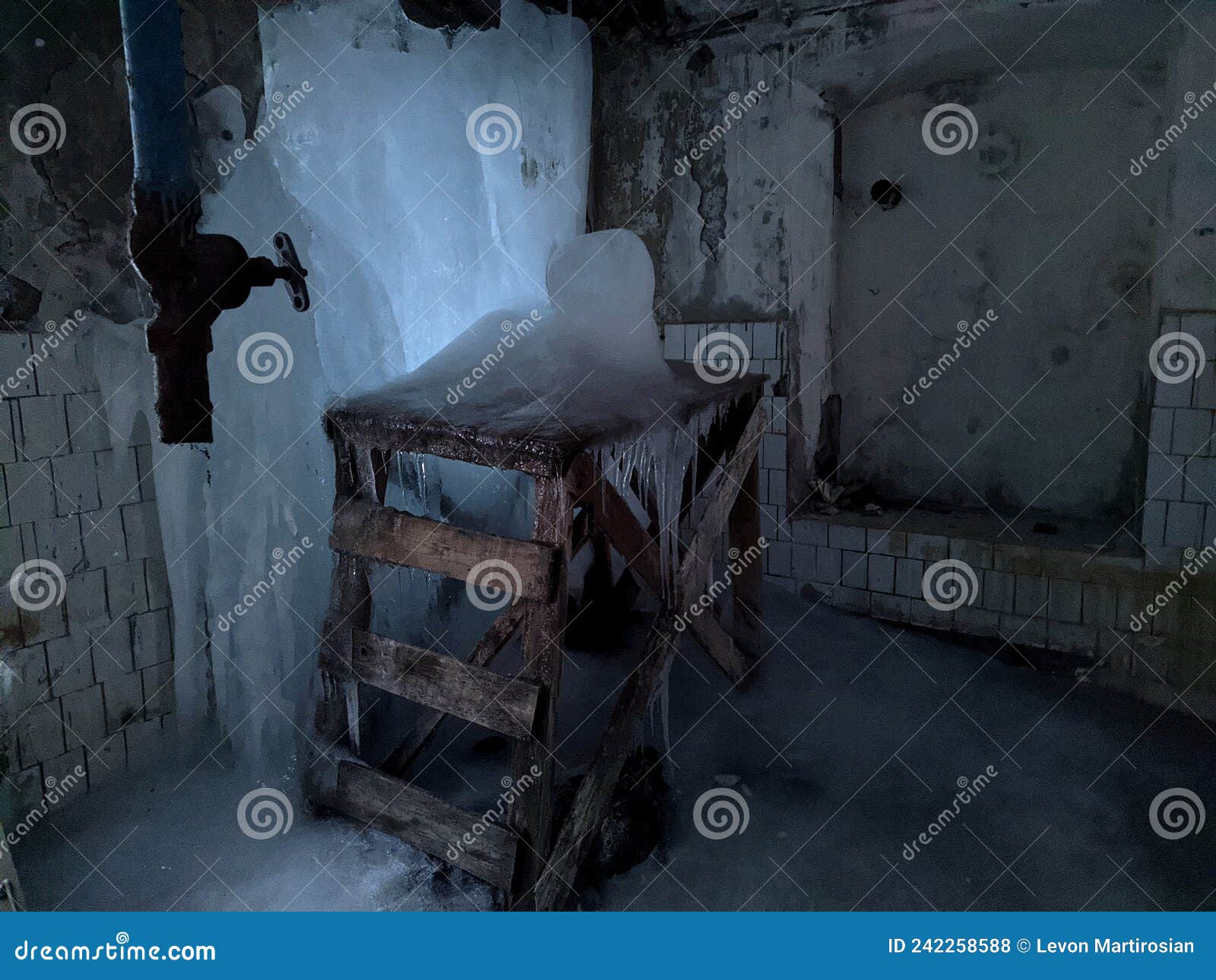 Old and Broken Architecture of the Building in Winter when Ice Covered ...