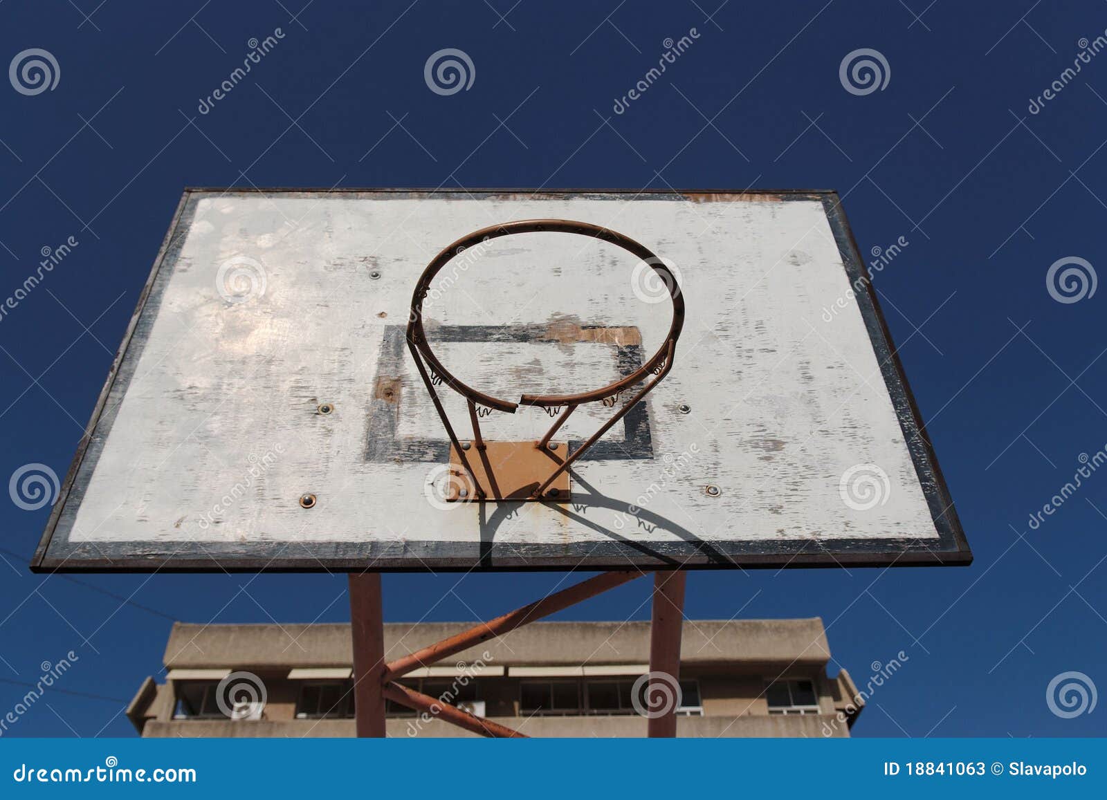 Old Broken Basketball Hoop Against the Sky Stock Image - Image of ...