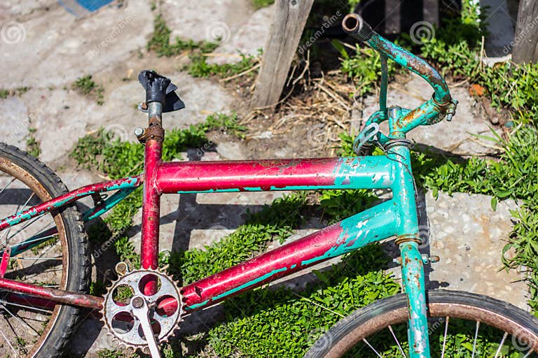 Old broken bicycle stock photo. Image of oldfashioned - 92279642