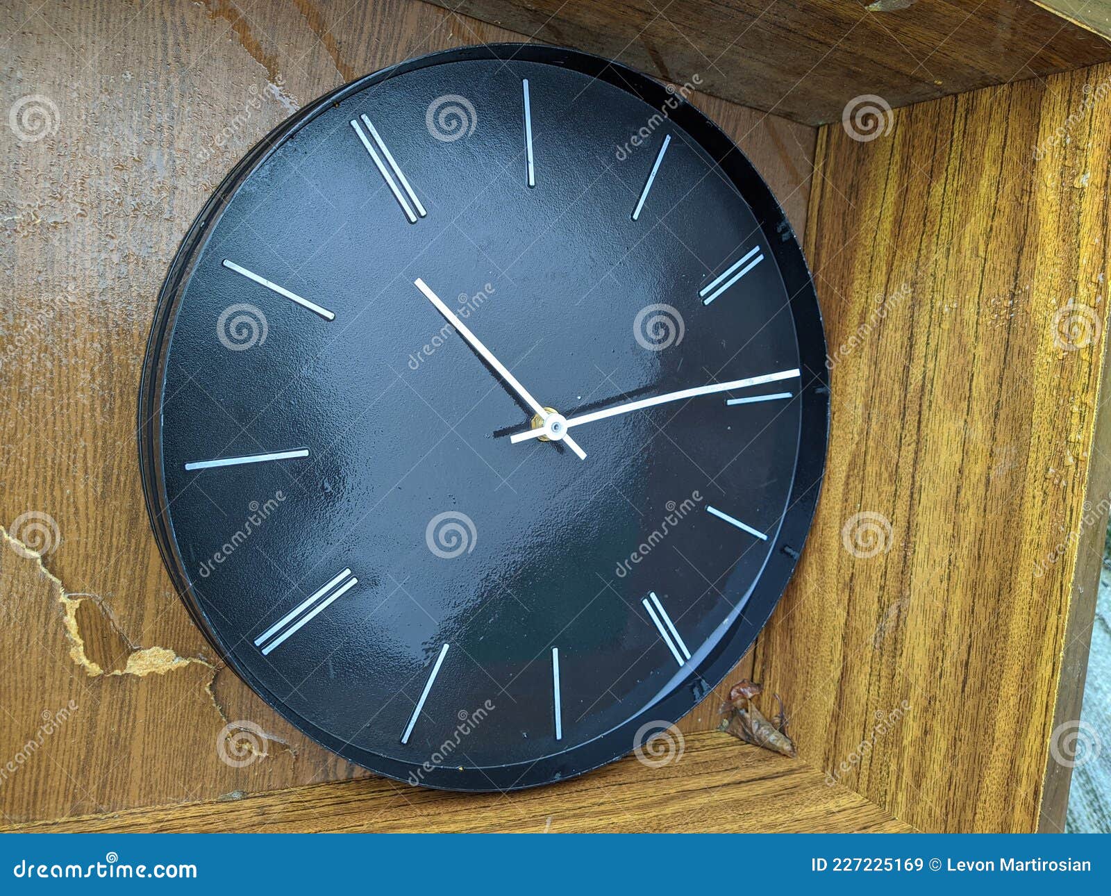 Old and Broken Black Clock in a Garbage Dump in a Rainy Time. Stock ...