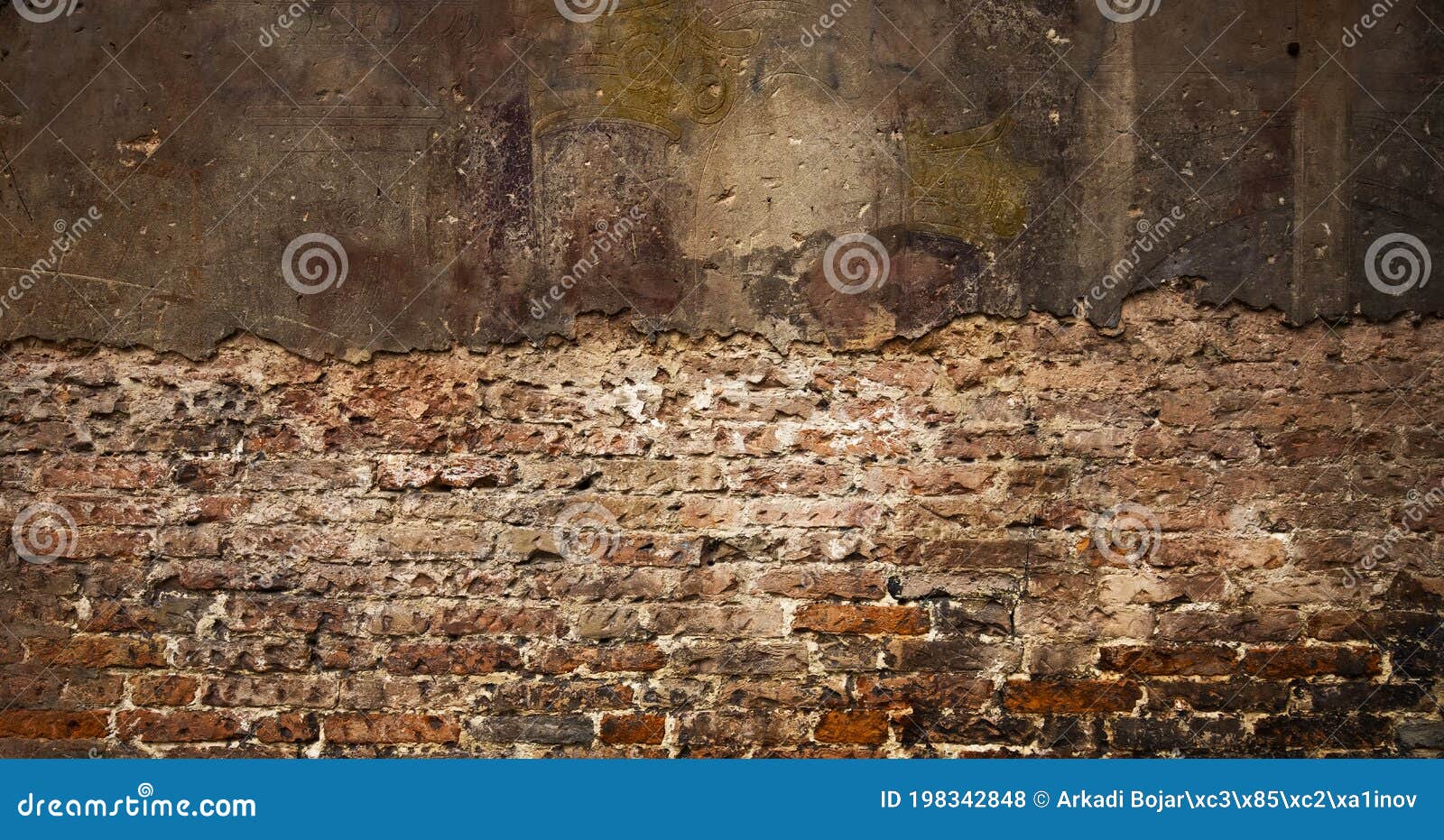 Old Broken Brick Wall Background Stock Photo - Image of concrete ...