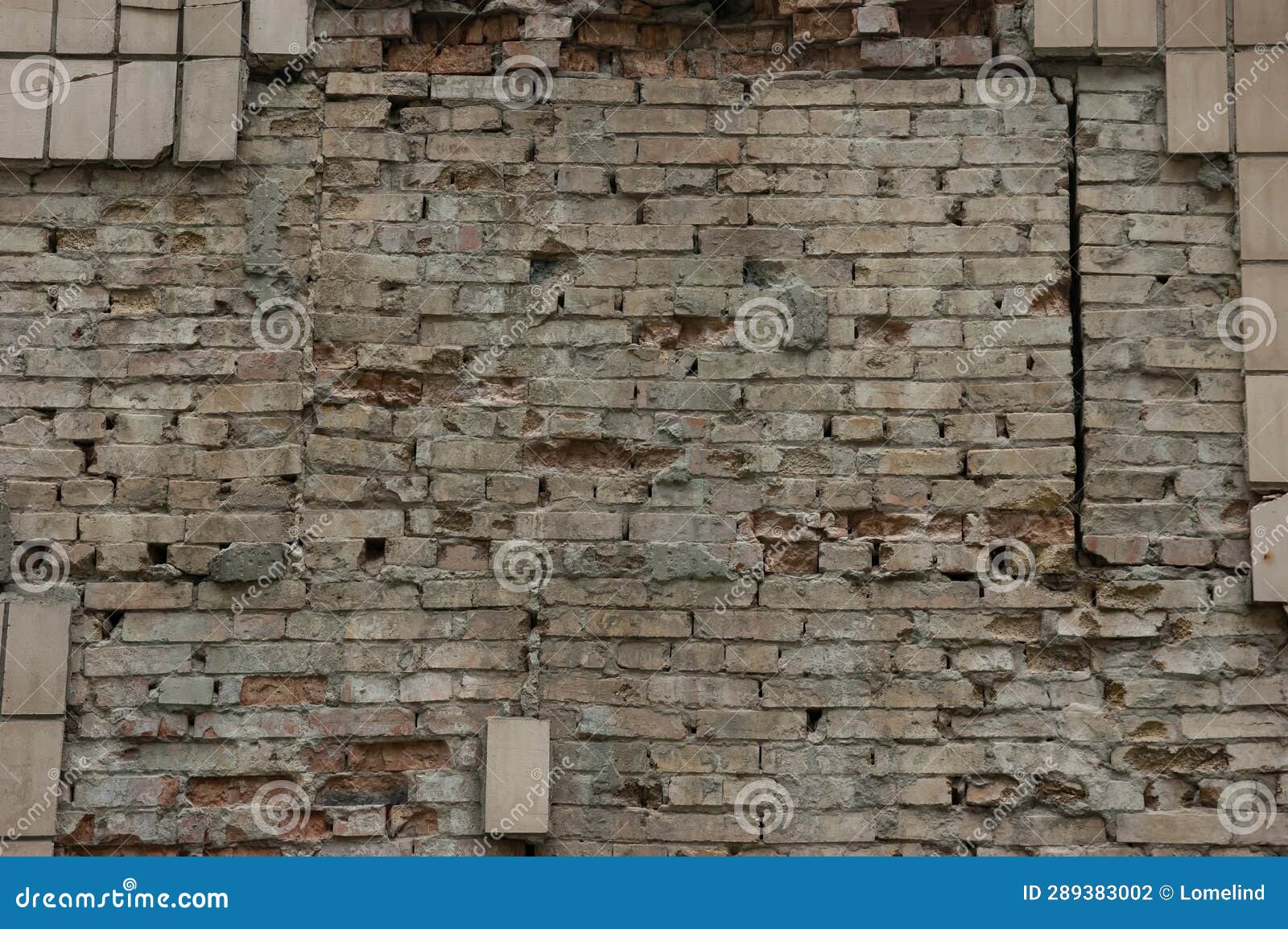 Broken Brick Wall with Tile Remnants Stock Photo - Image of texture ...