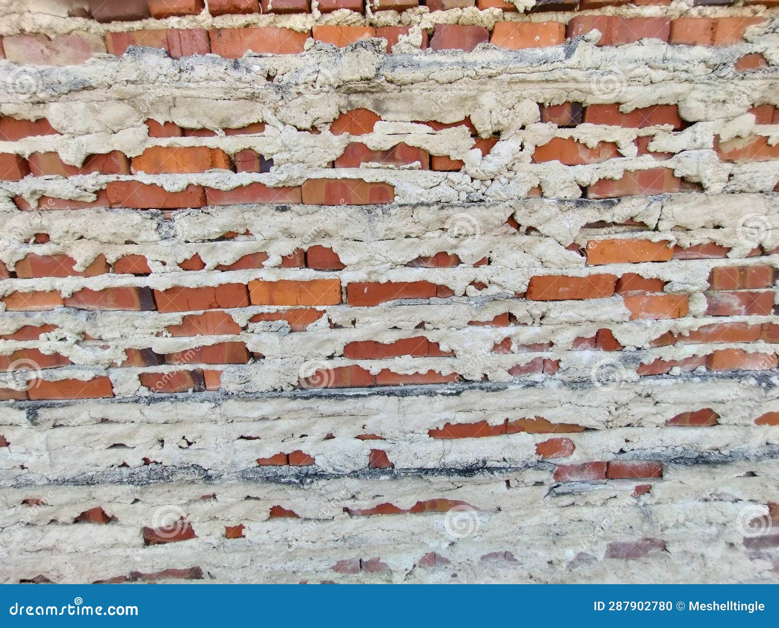 Old Broken Bricks Mortar Wall Stock Photo - Image of broken, bricks ...