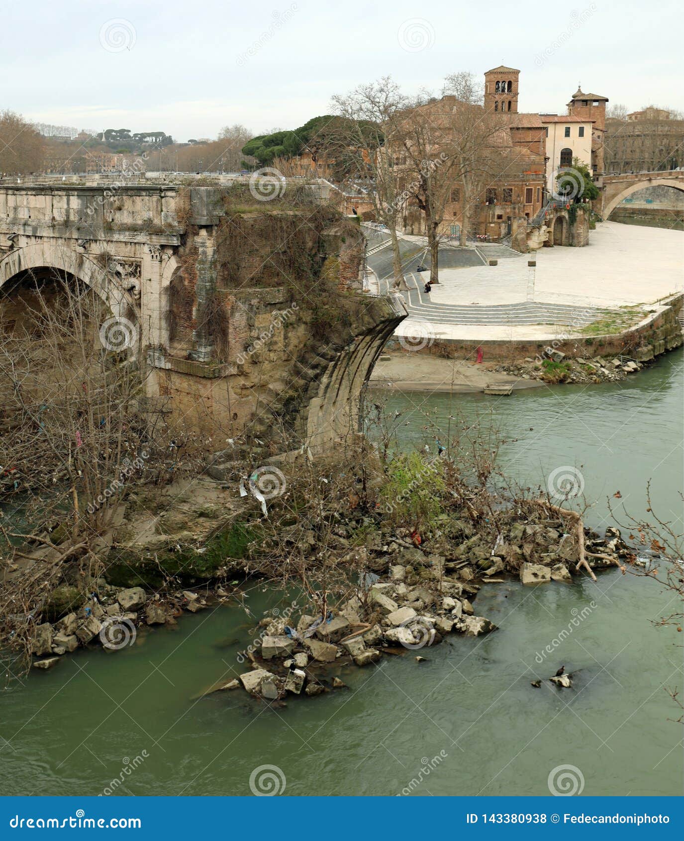 Old Broken Bridge Called Pons Aemilius in Rome Stock Photo - Image of ...