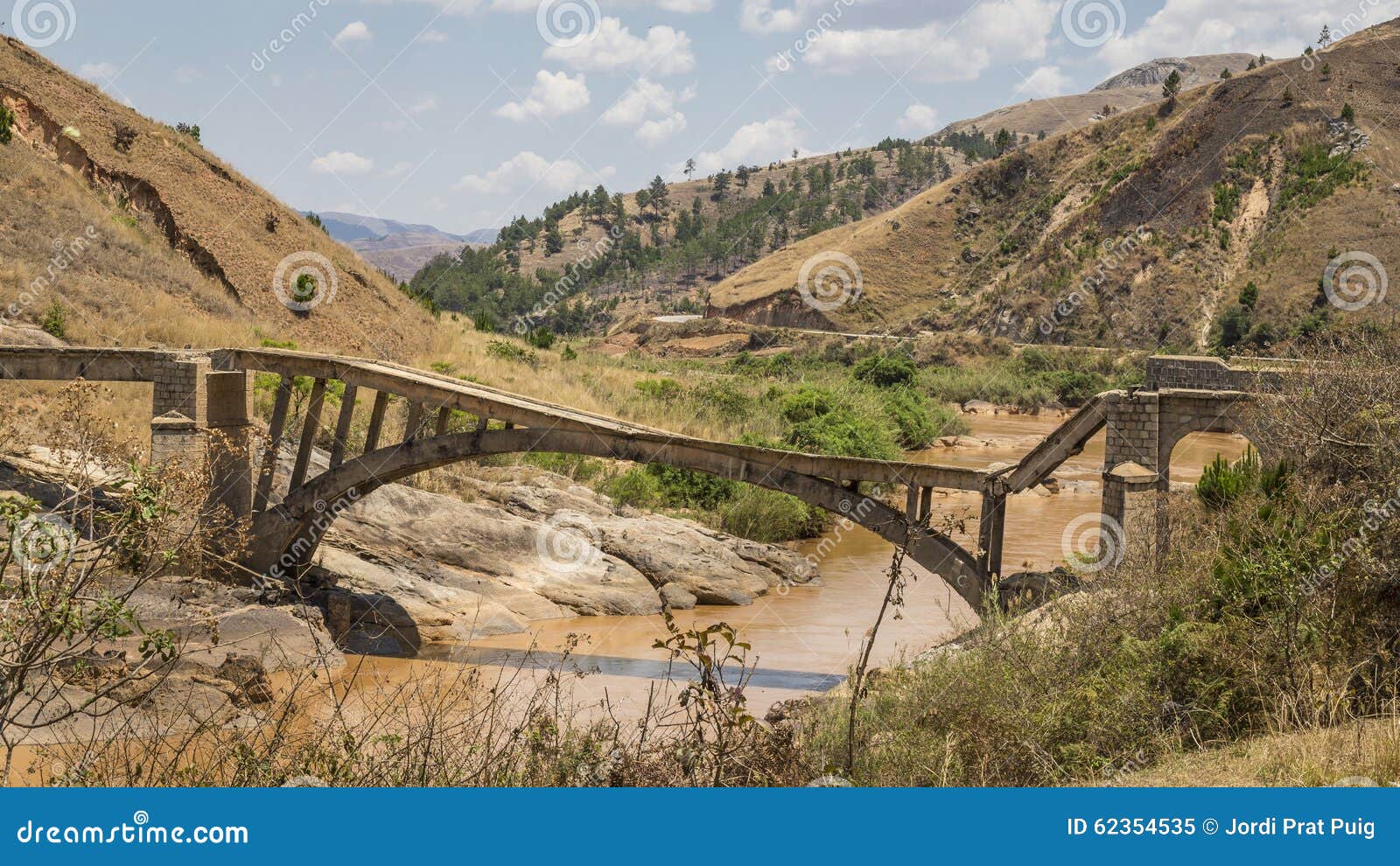 Old Broken Bridge on a Muddy River Stock Image - Image of broken, ruin ...
