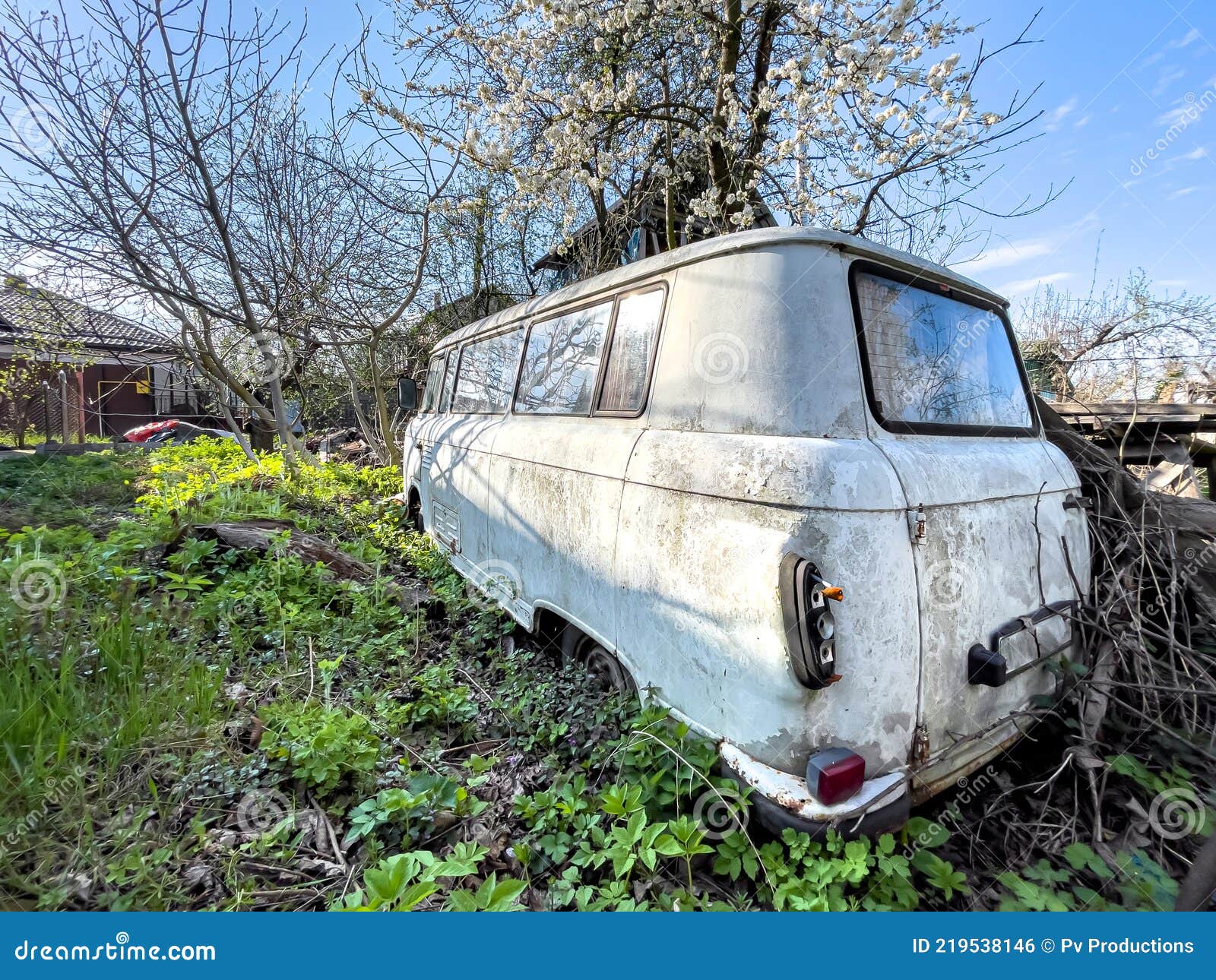 Old Broken Bus at a Car Dump Stock Photo - Image of graveyard, iron ...