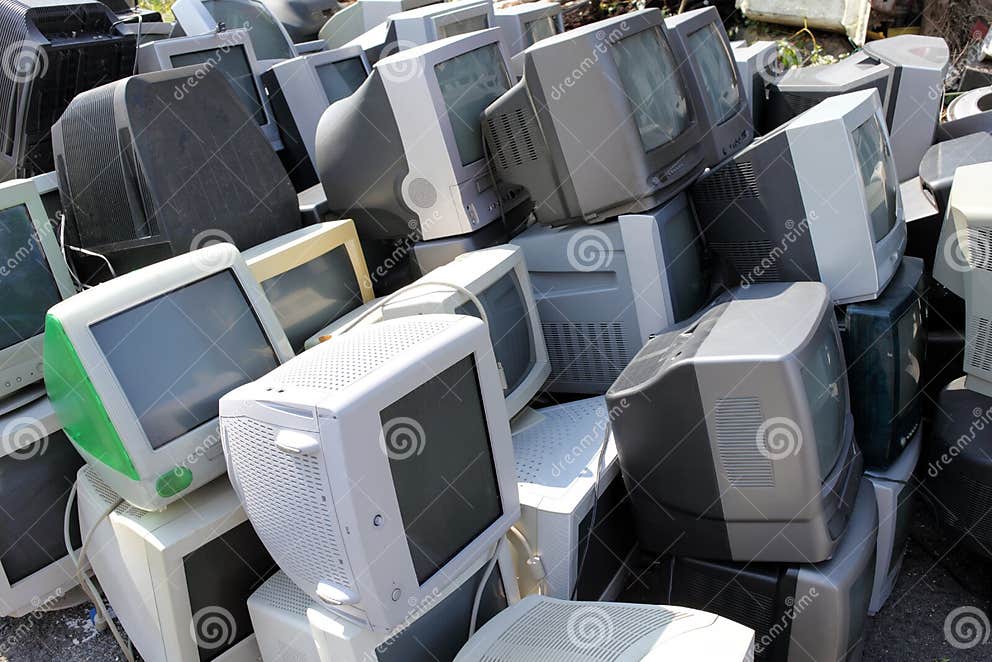 Old Broken Computers Monitors Stock Image - Image of parts, electrical ...