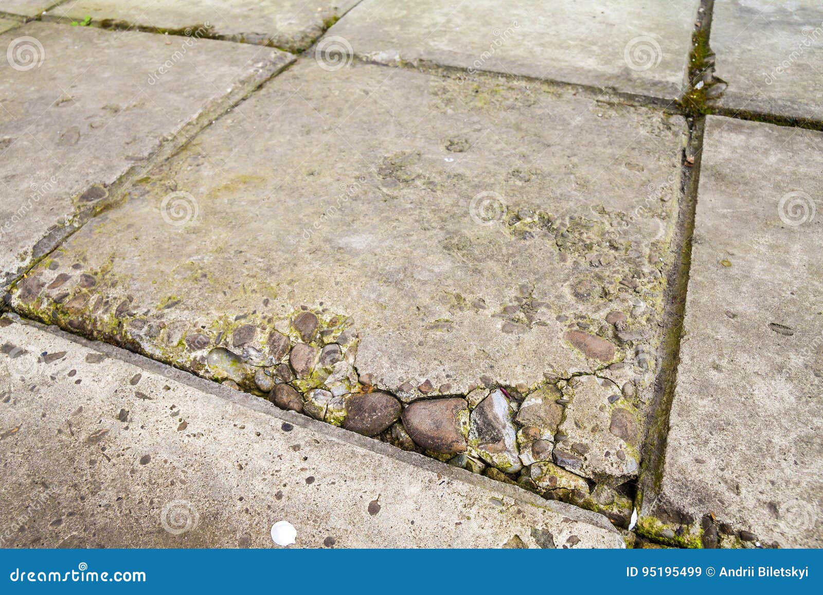 Old and Broken Cracked Concrete Floor Tiles Stock Image - Image of ...