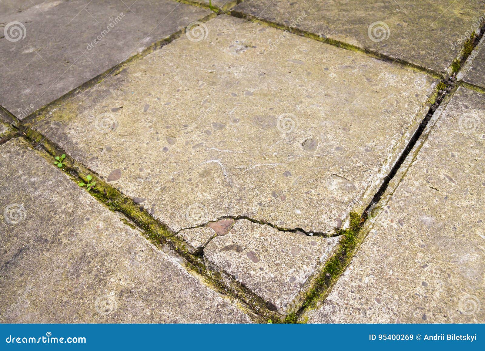 Old and Broken Cracked Concrete Floor Tiles Stock Image - Image of ...
