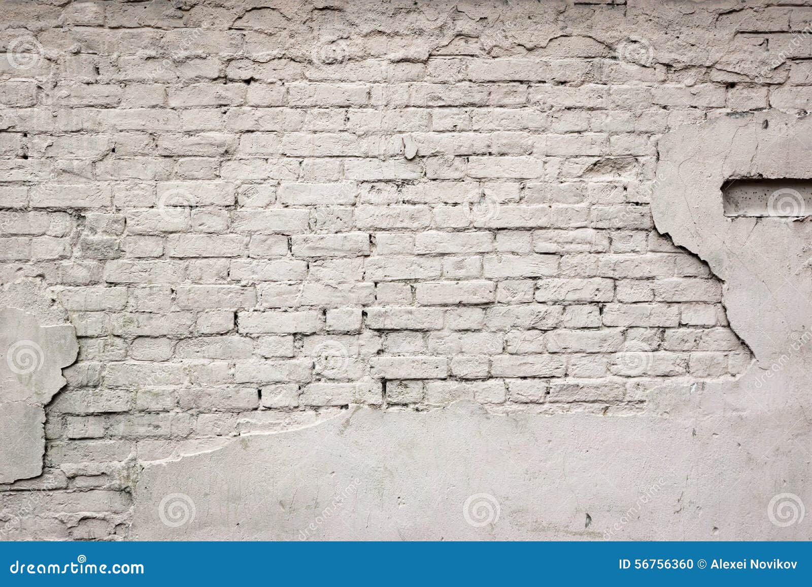 Old Broken Damaged Plastered Painted White Brick Wall Background Stock ...
