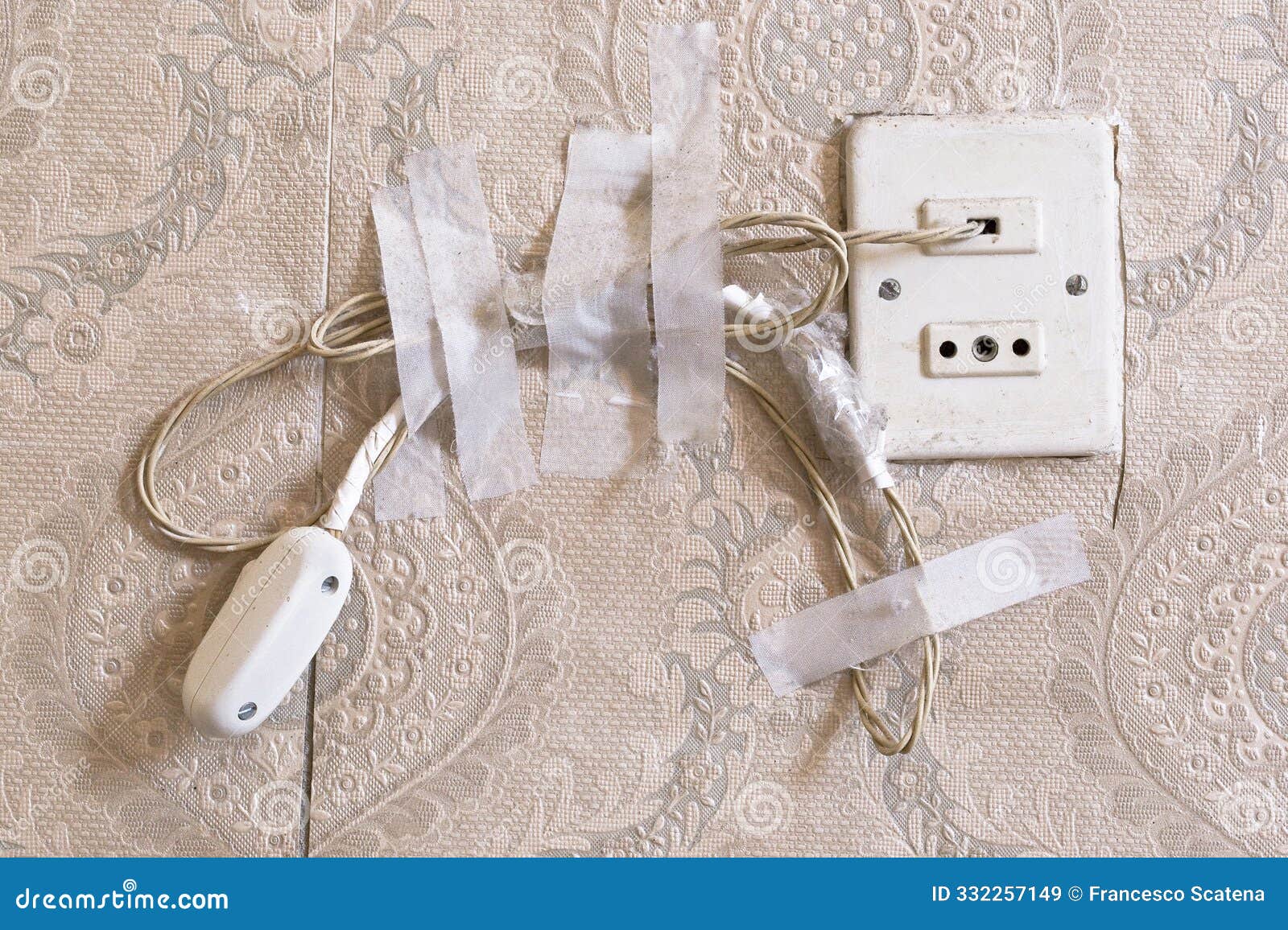 Old Broken and Damaged Power Sockets Against a Wall Stock Image - Image ...