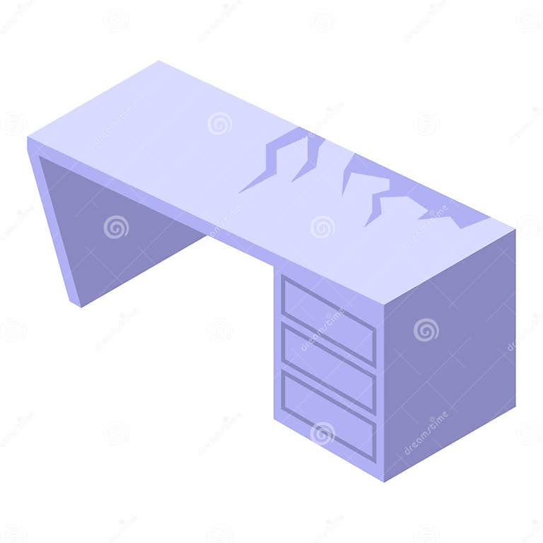 Old Broken Desk Showing Surface Damage Isometric Icon Stock ...