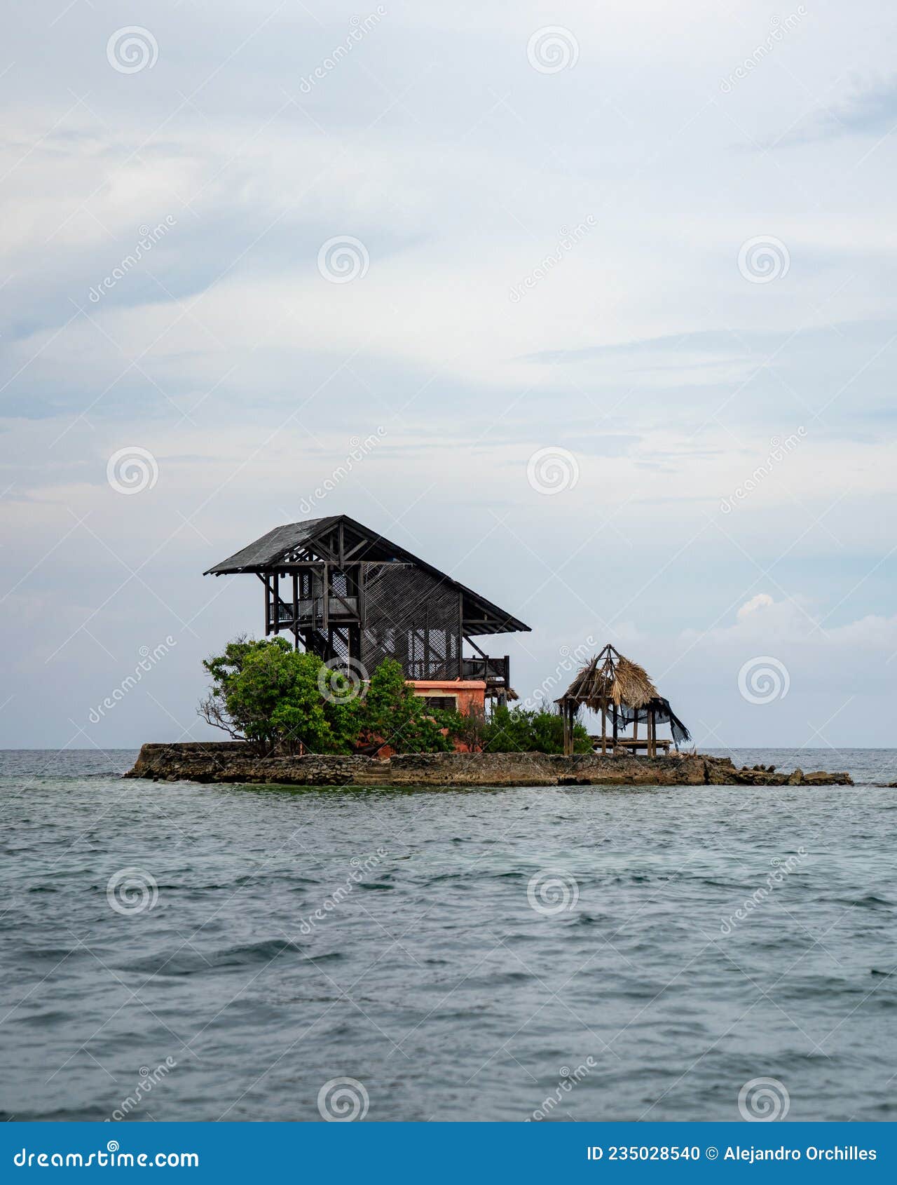 Old Broken Down Hut Structure on an Island Stock Photo - Image of ...