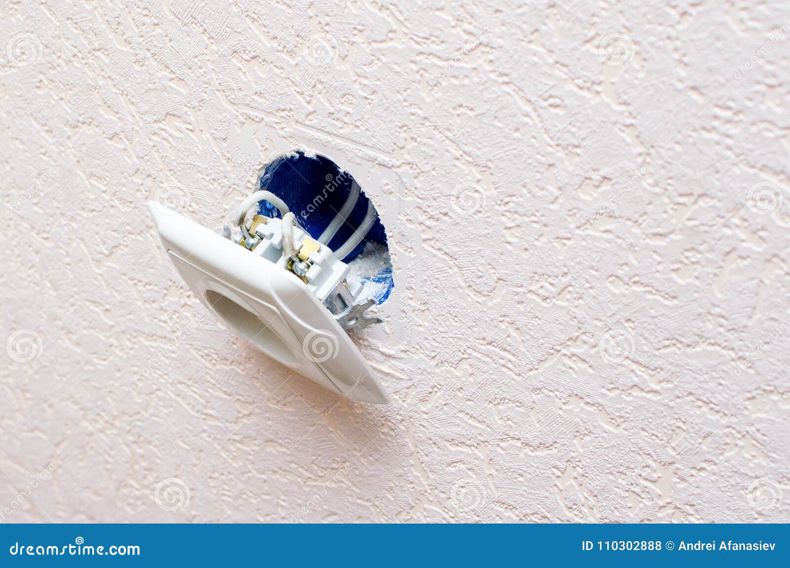 Old Broken Electrical Socket Fell Out of Wall Stock Photo - Image of ...