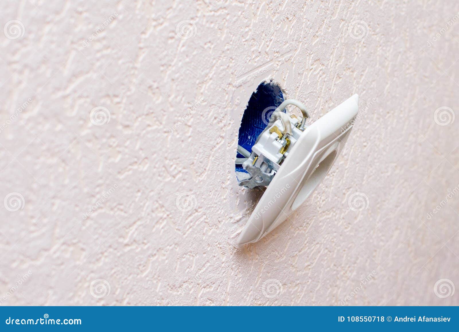 Old Broken Electrical Socket Fell Out of Wall Stock Photo - Image of ...