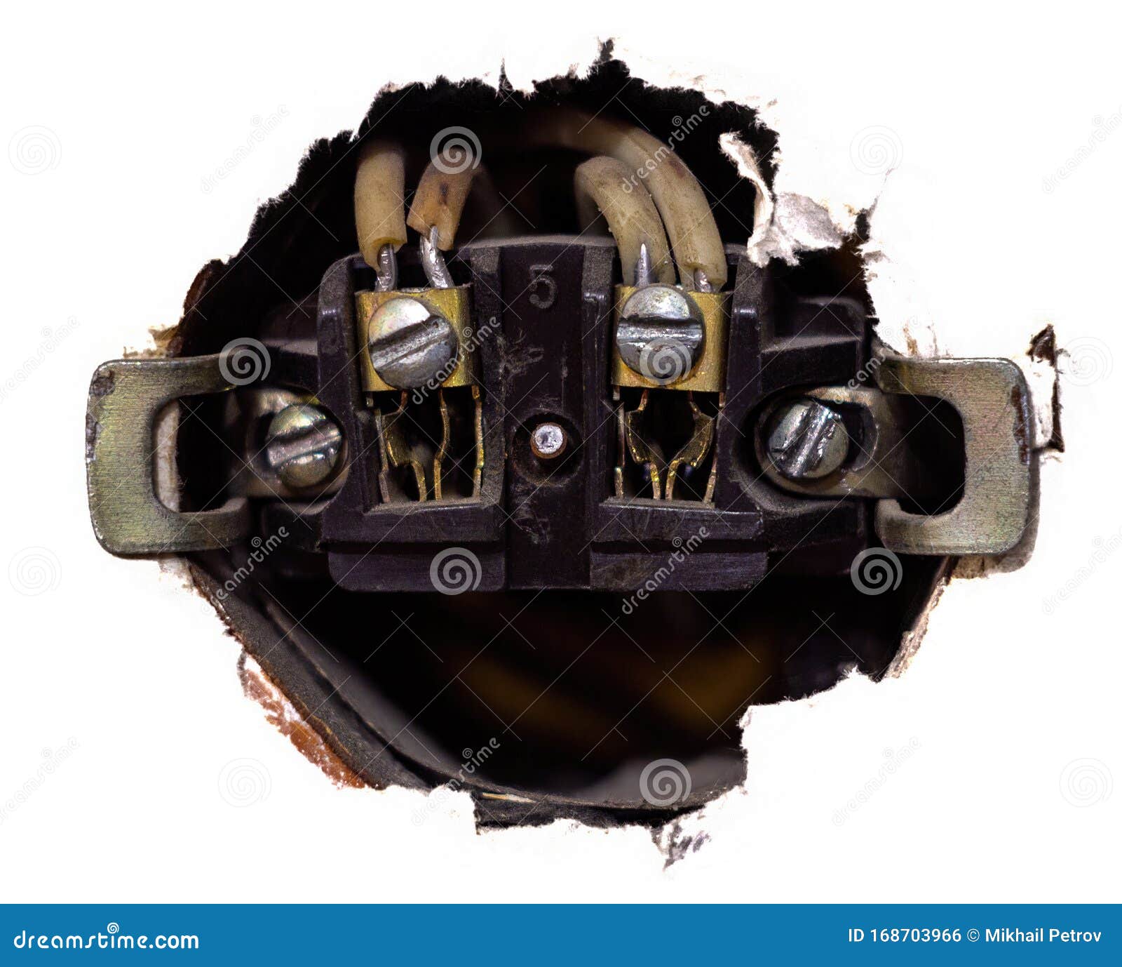 Old Broken Electrical Socket Fell Out of Wall. a Violation Electrical ...