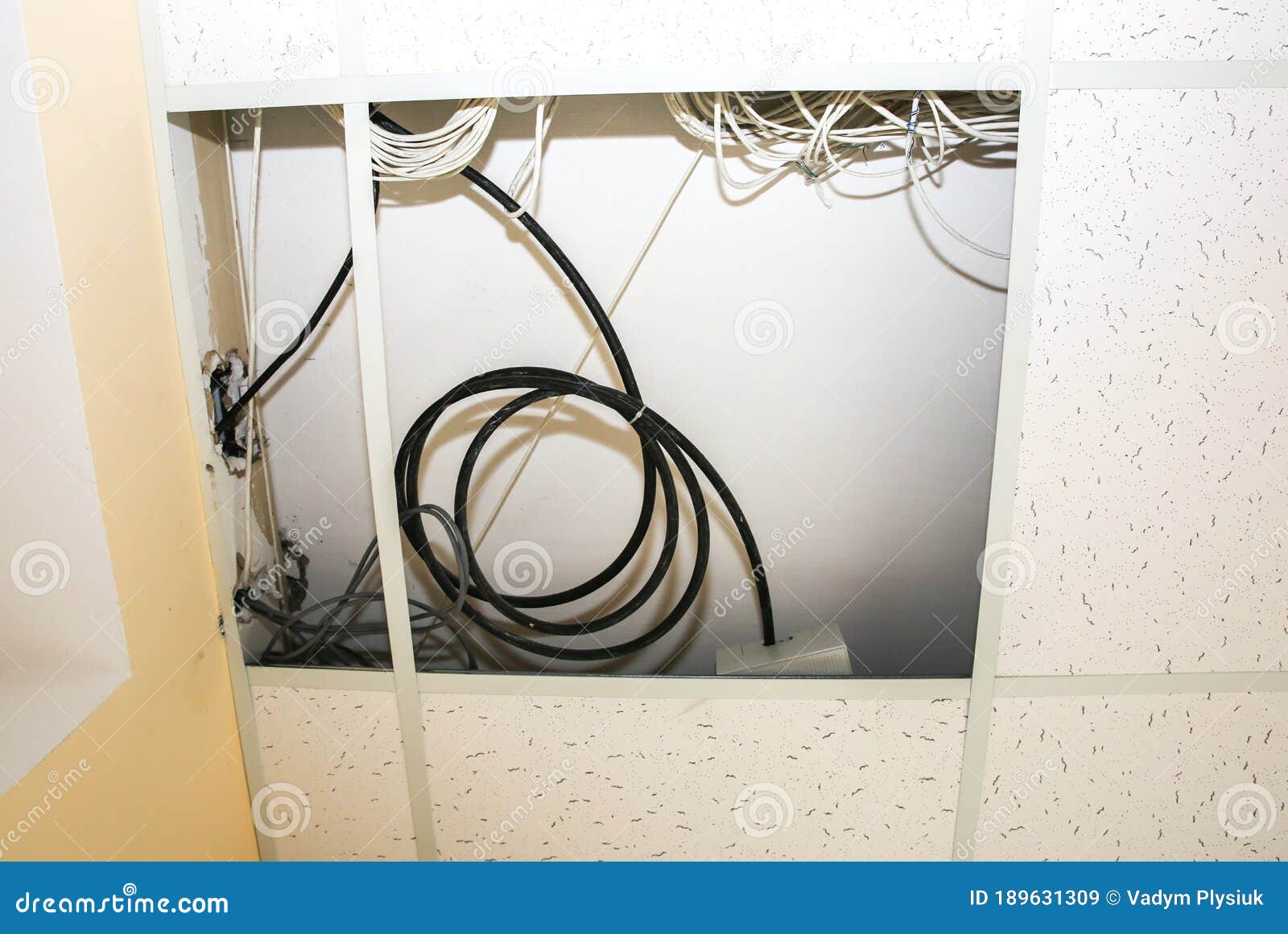 Old Broken Electrical Wiring. Repair Works Stock Image - Image of fire ...
