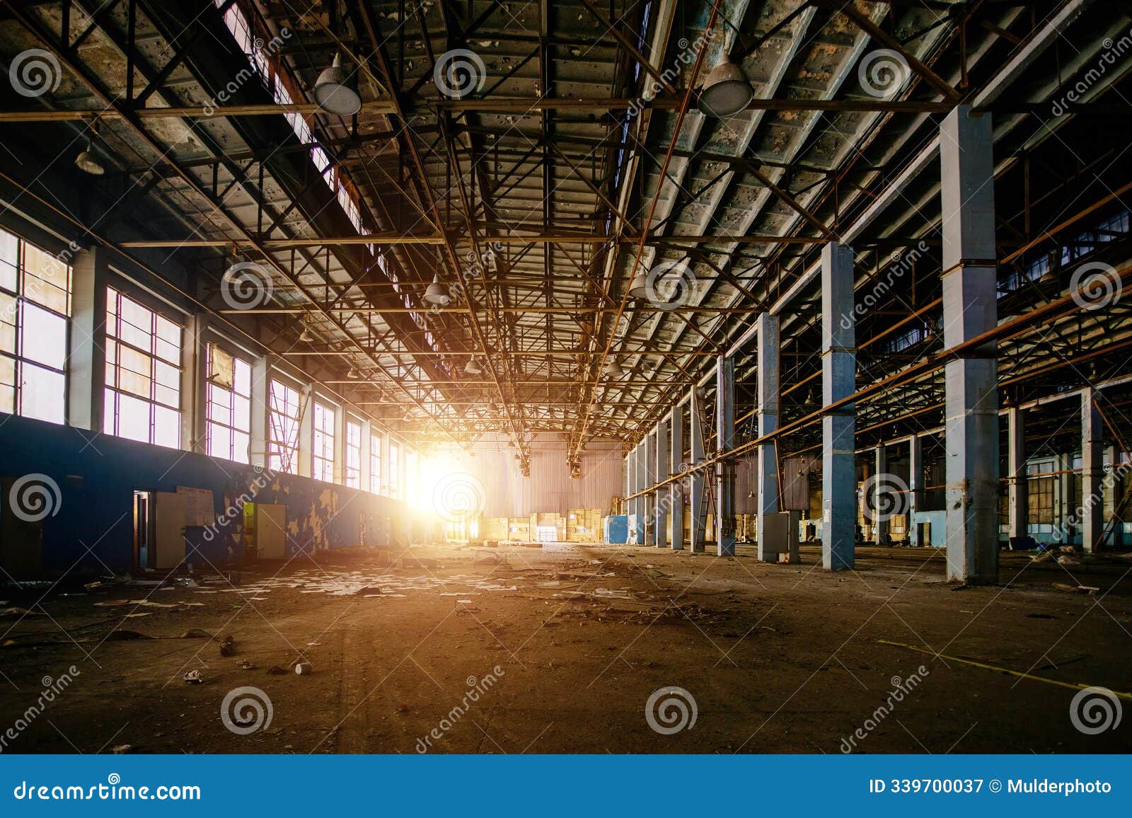 Old Broken Empty Abandoned Industrial Building Interior Stock Image ...