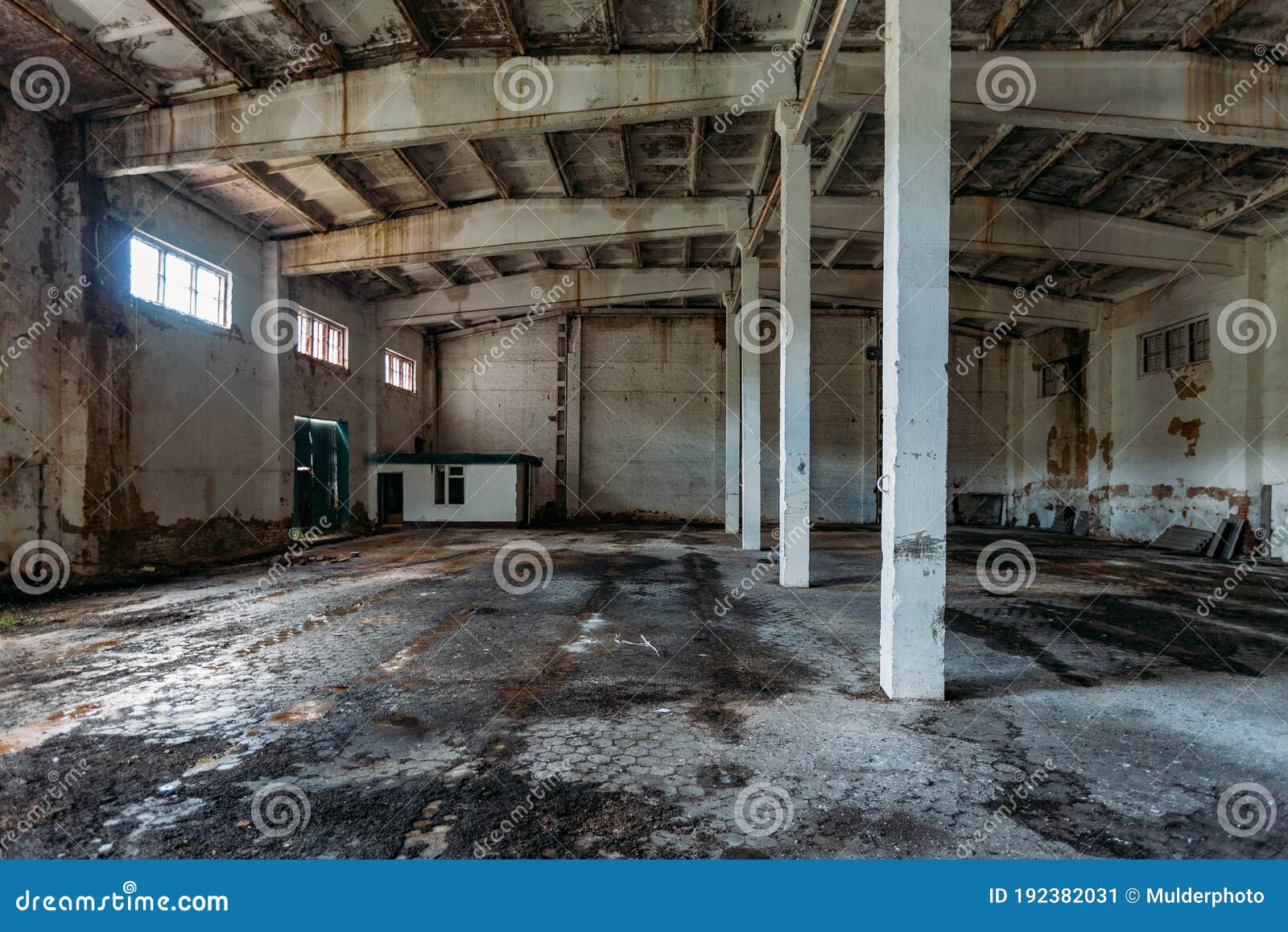 Old Broken Empty Abandoned Industrial Building Interior Stock Image ...