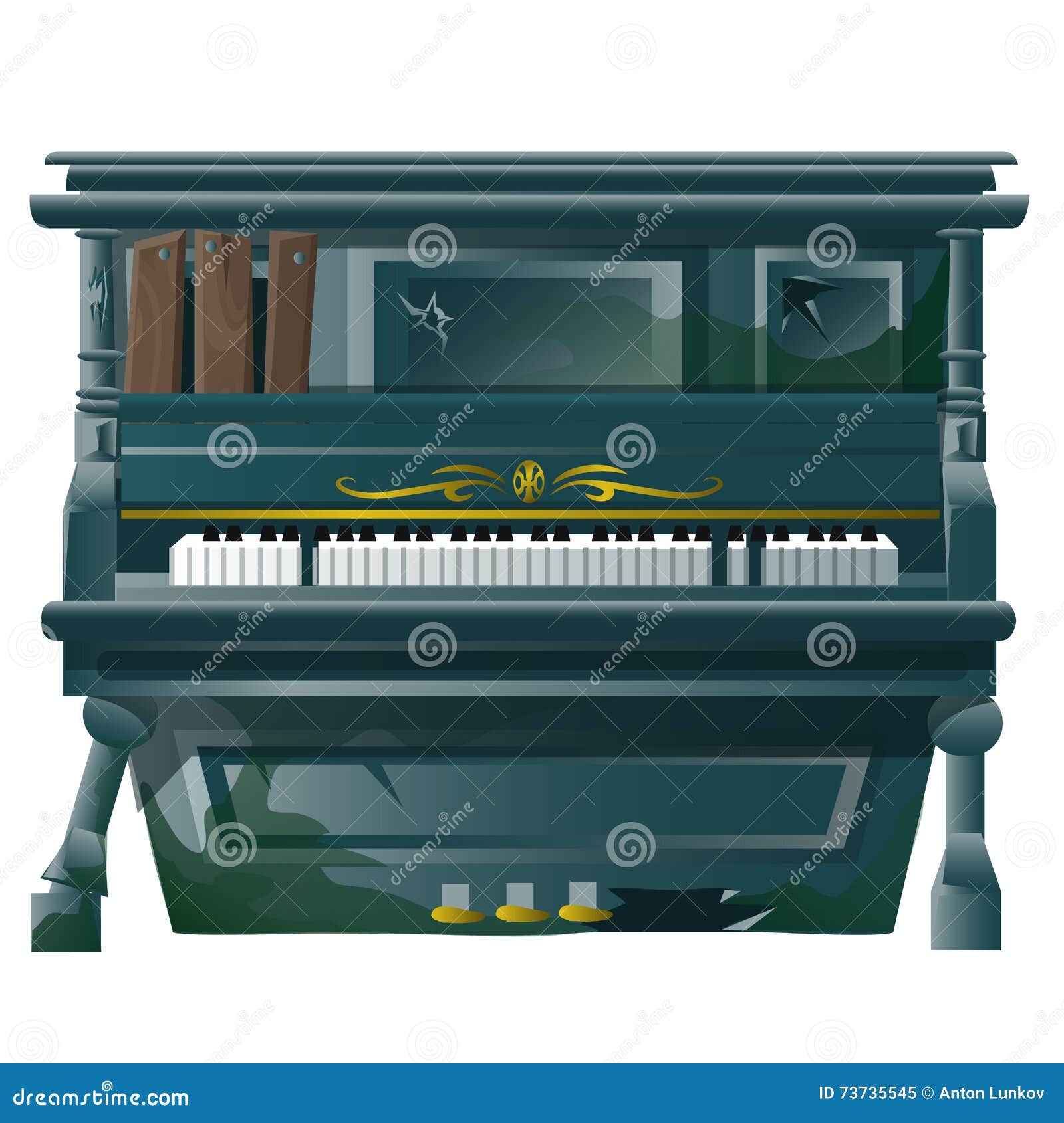 Old Broken Grand Piano with Bullet Holes Stock Vector - Illustration of ...