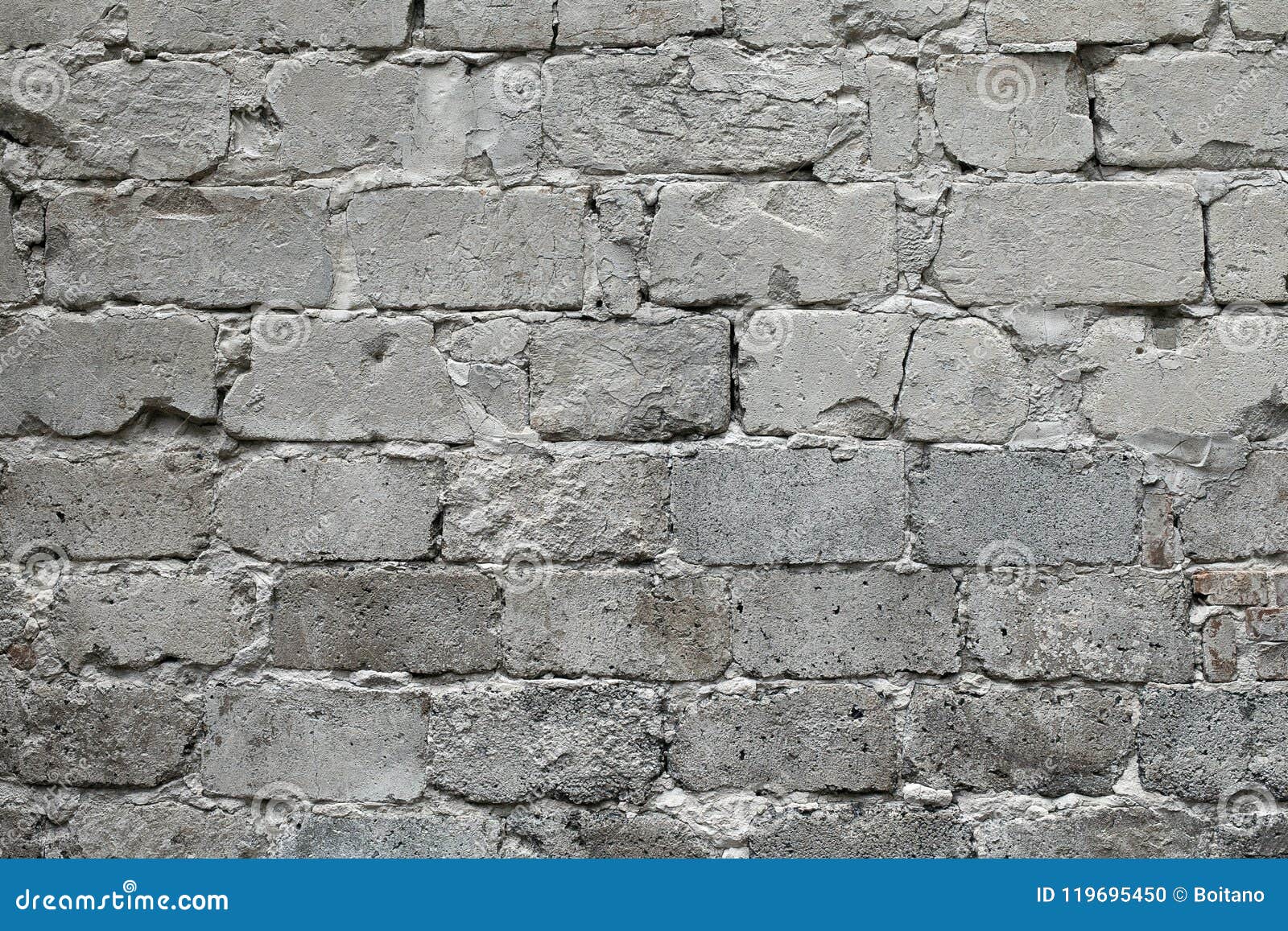 Old Broken Gray Brick Wall Background. Old Gray Damaged Brick Wall ...