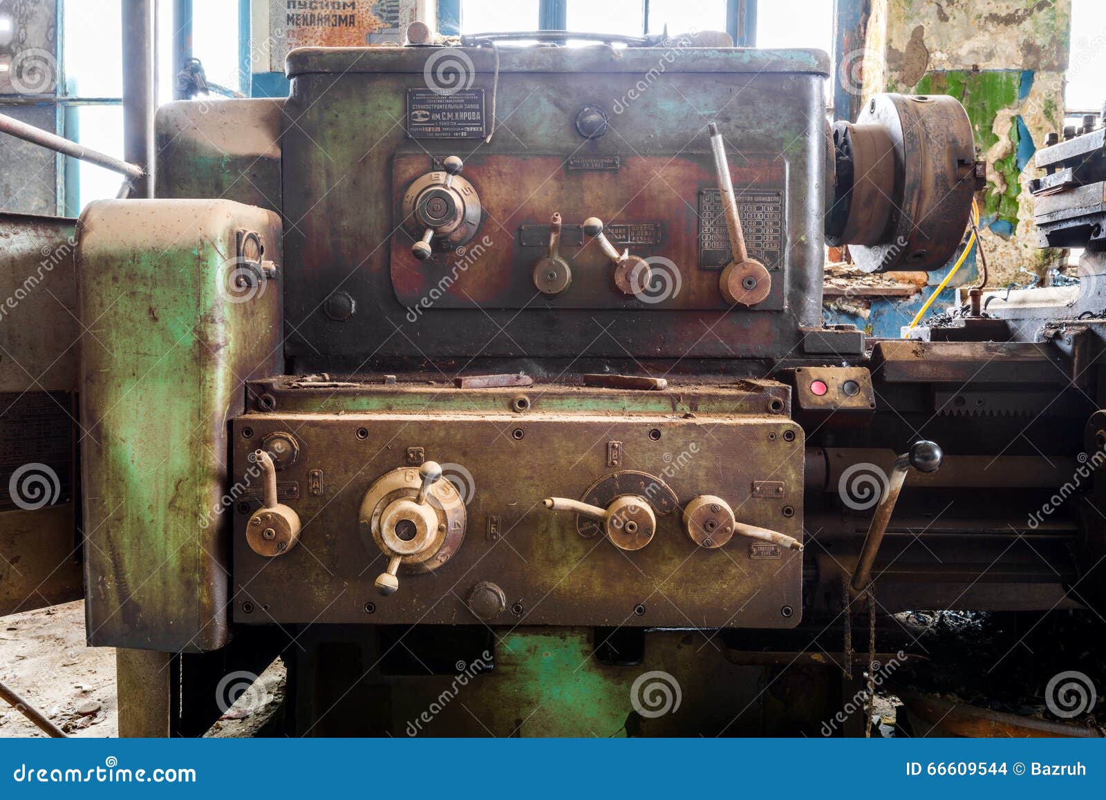 Old broken lathe stock photo. Image of industry, lever - 66609544