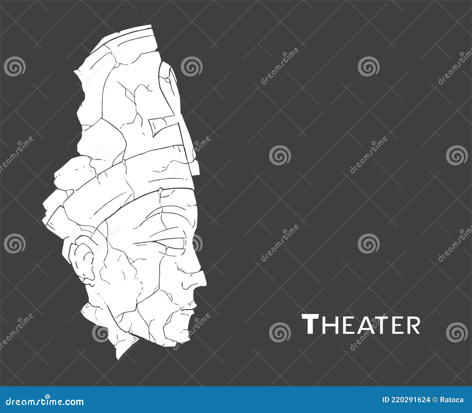 Old Broken Mask and Theater Message Stock Vector - Illustration of ...