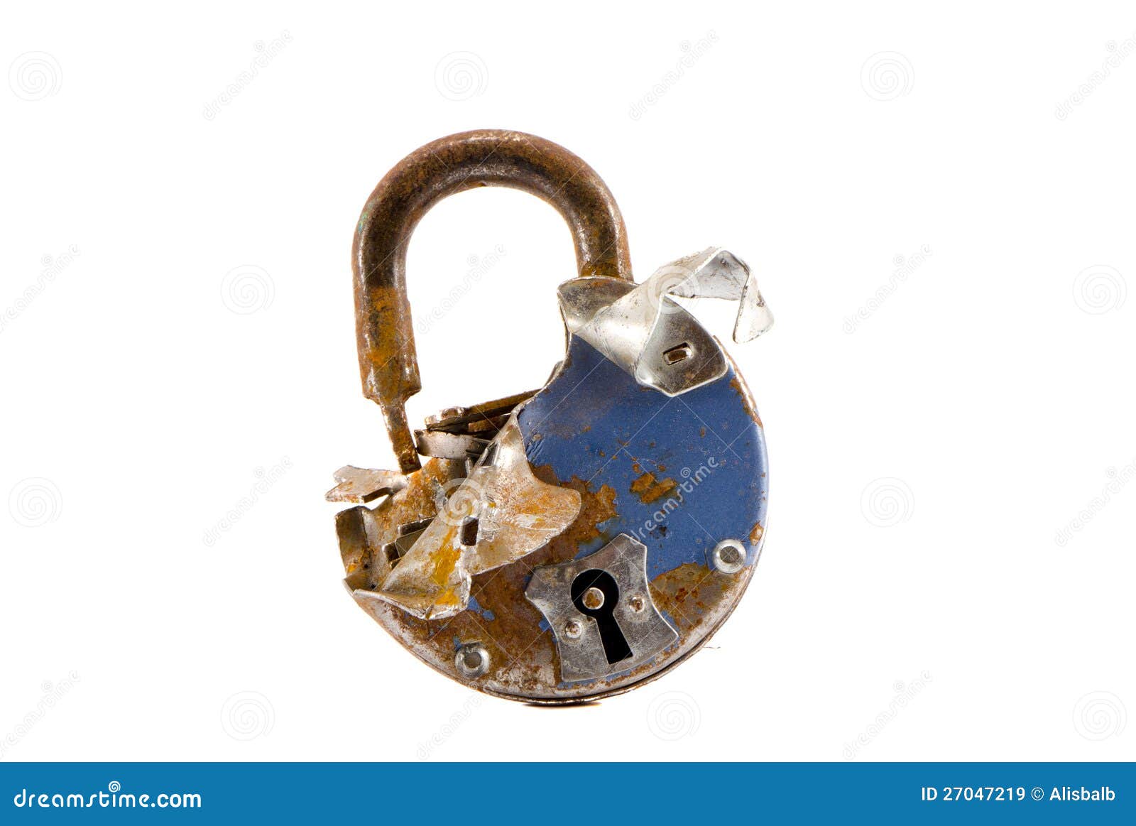 Old Broken Metal Lock Isolated on White Stock Image - Image of safe ...