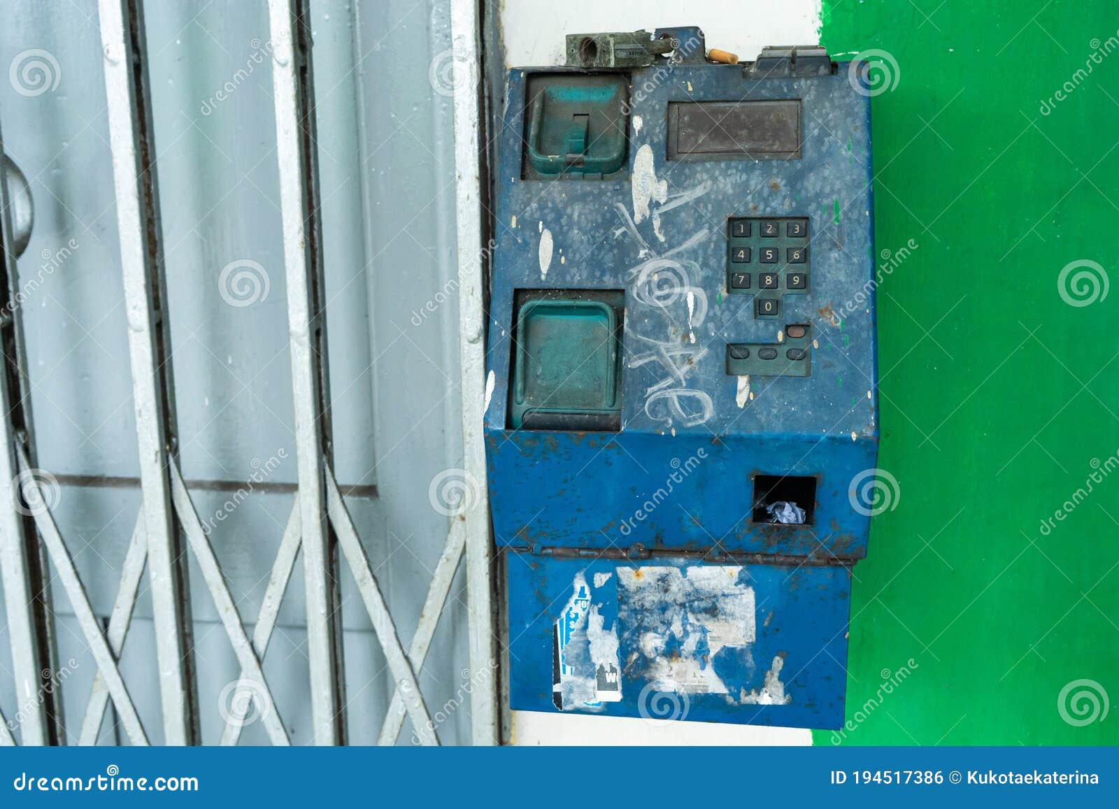 Old Broken Payphone. Traces of Poverty and Devastation Stock Photo ...