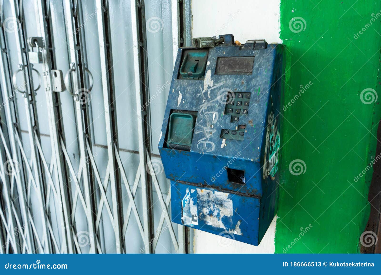 Old Broken Payphone. Traces of Poverty and Devastation Stock Image ...