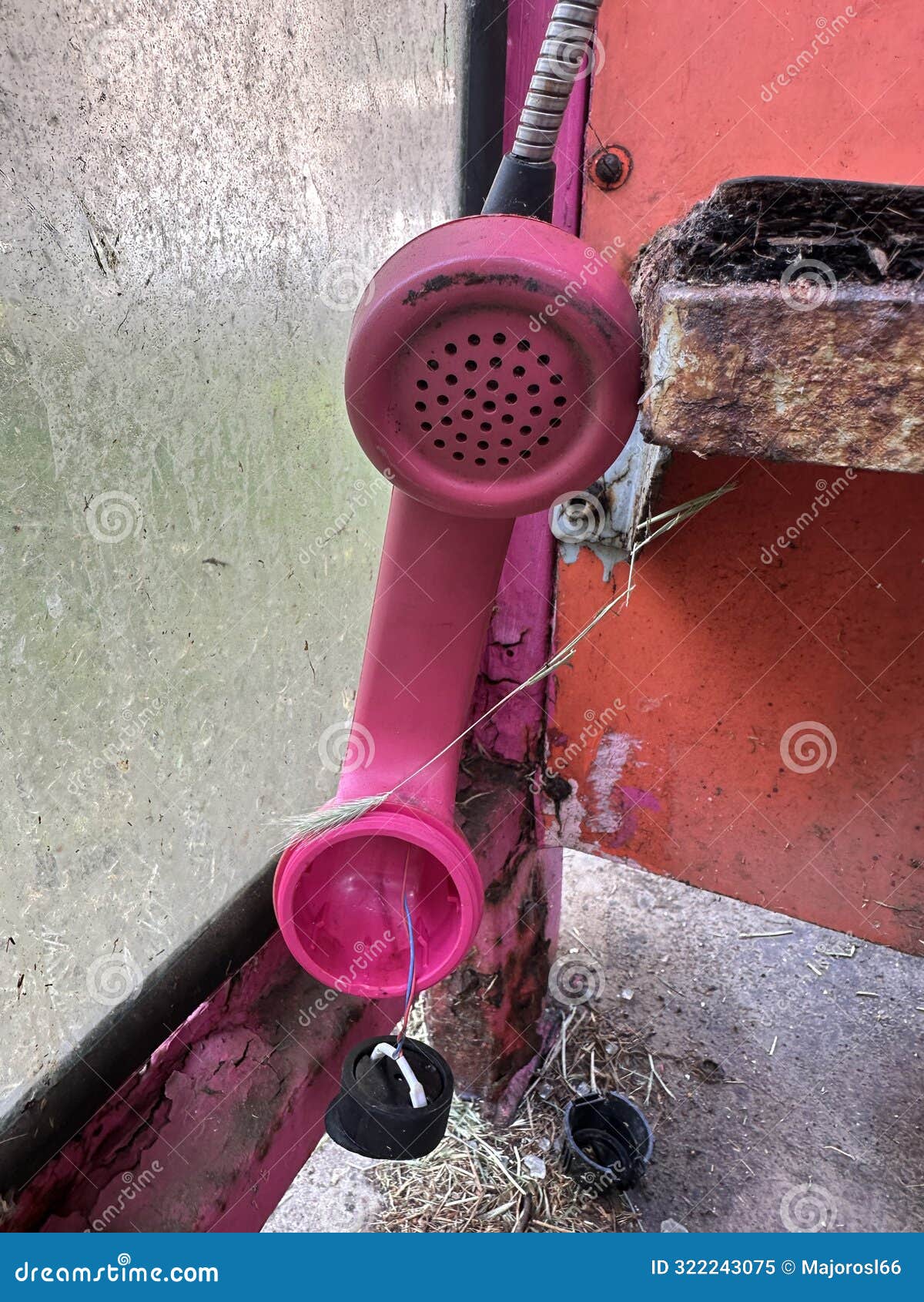 Old Broken Phone in the Phone Booth Stock Image - Image of rusty, cable ...