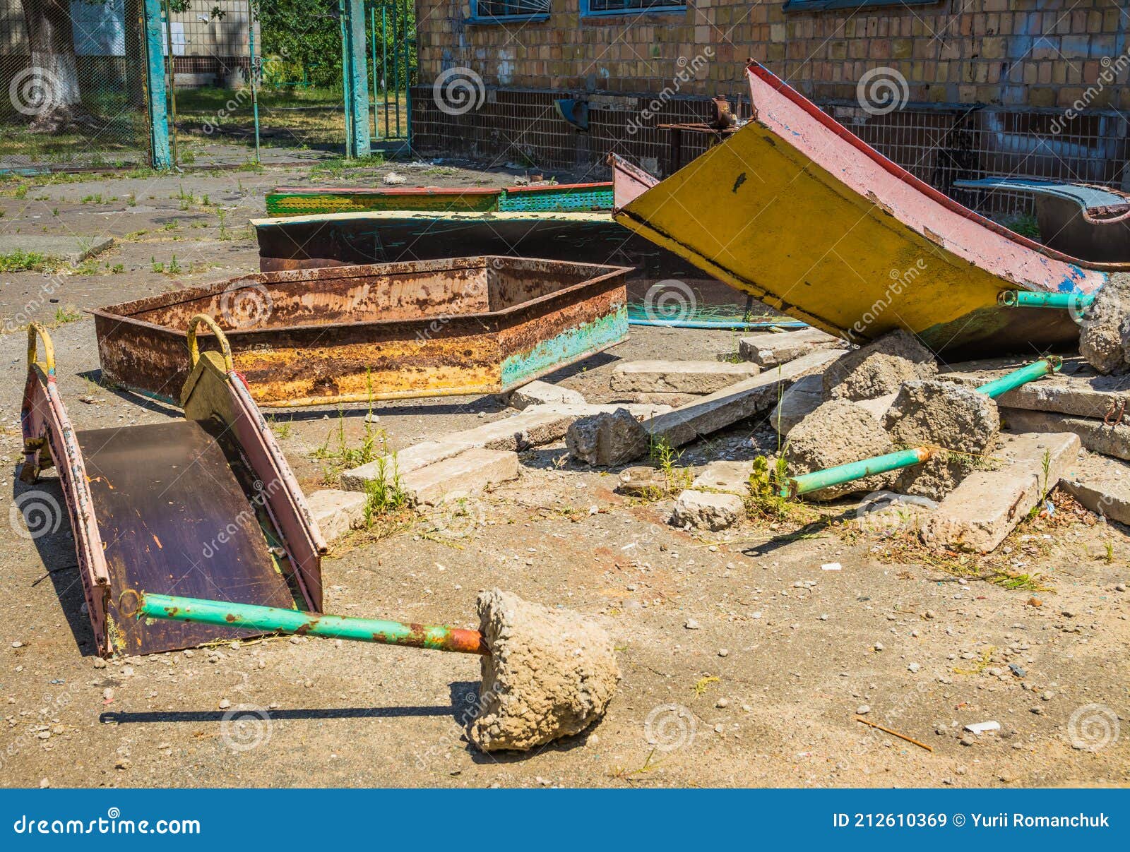 An Old Broken Playground. Broken Slide And Sandbox. Bad Playground ... An Old Broken Playground. Broken Slide And Sandbox. Bad Playground ...