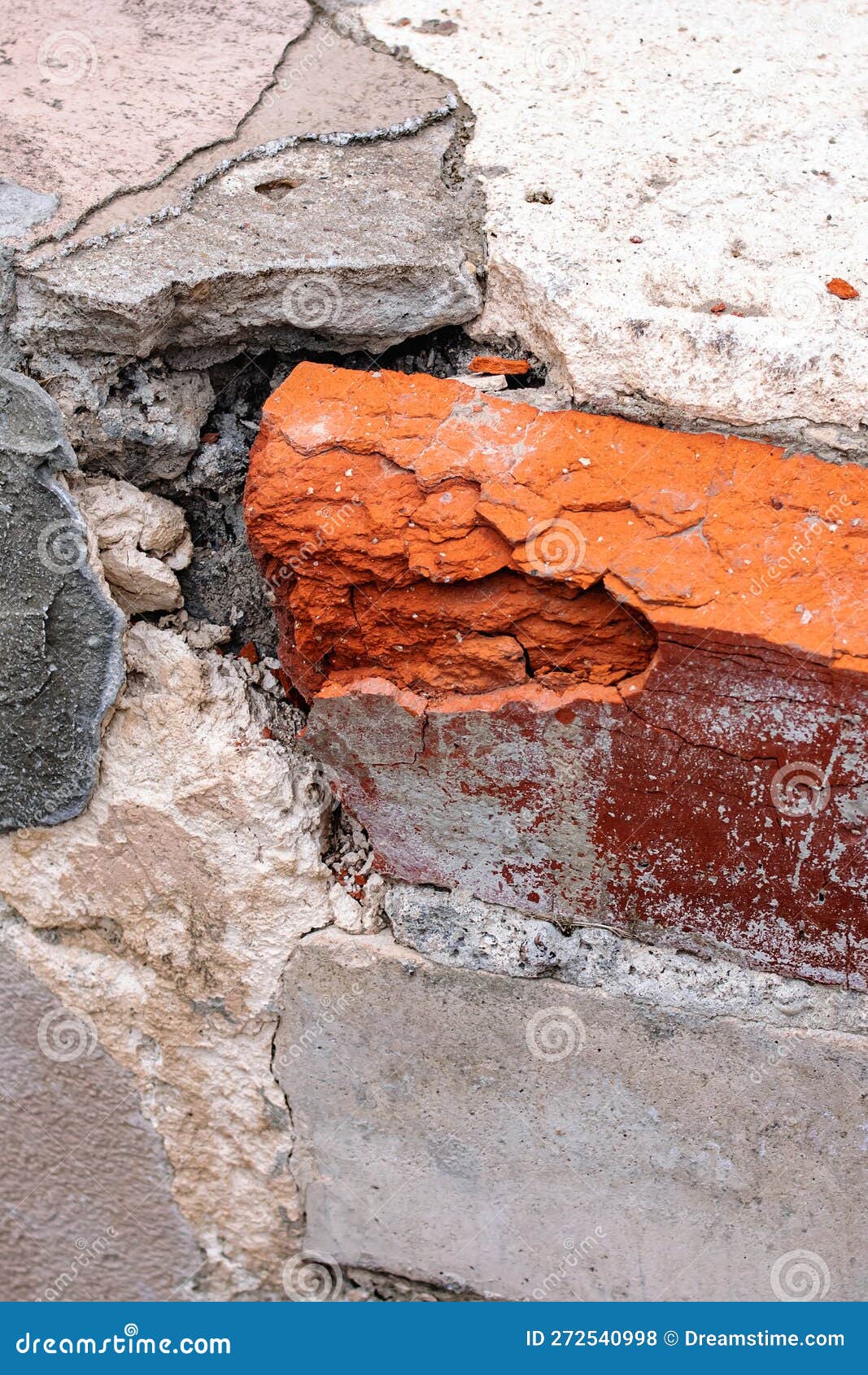 Old Broken Red Brick Wall with Debris Stock Photo - Image of industrial ...