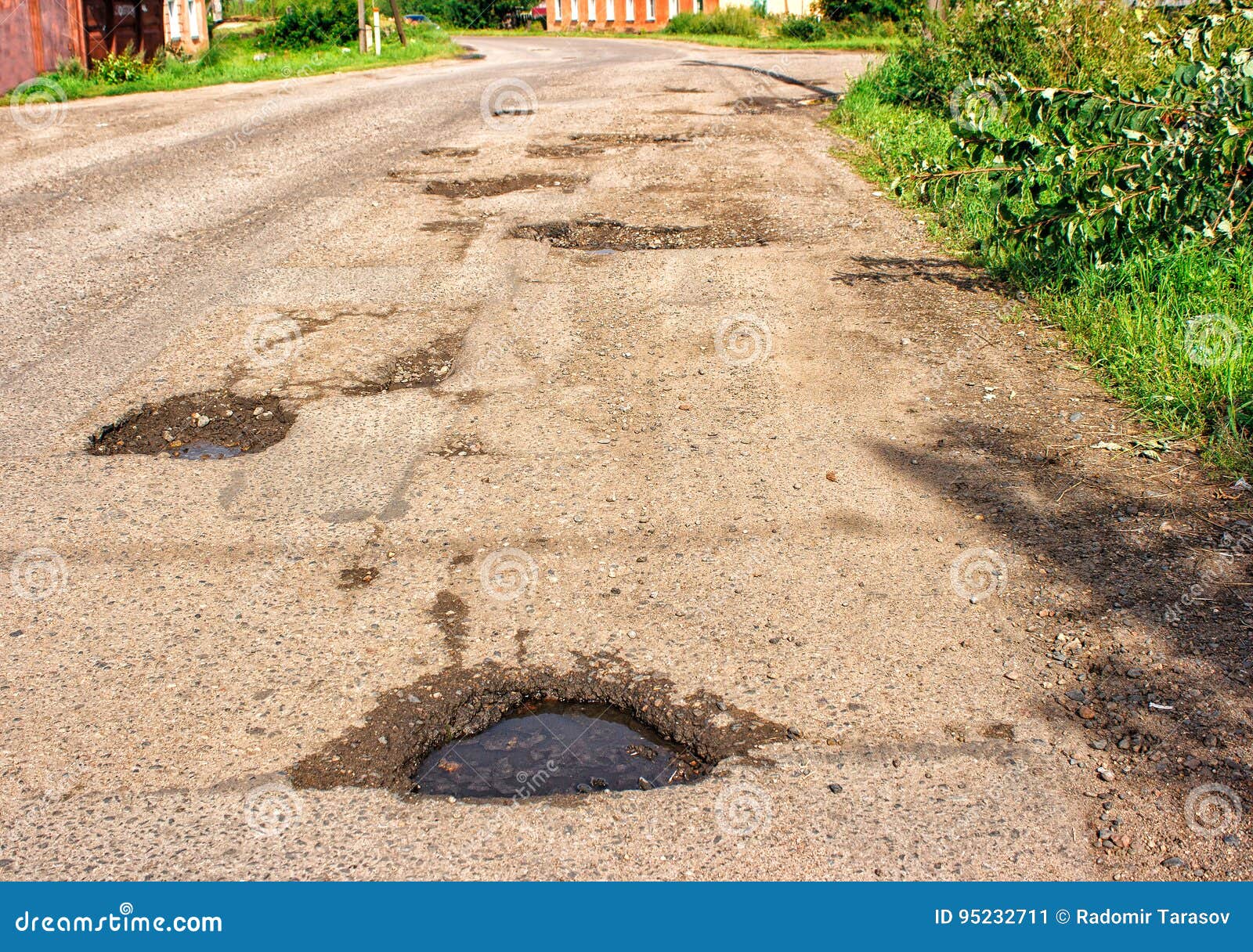 Old Broken Road in the Village Stock Image - Image of crack, dangerous ...