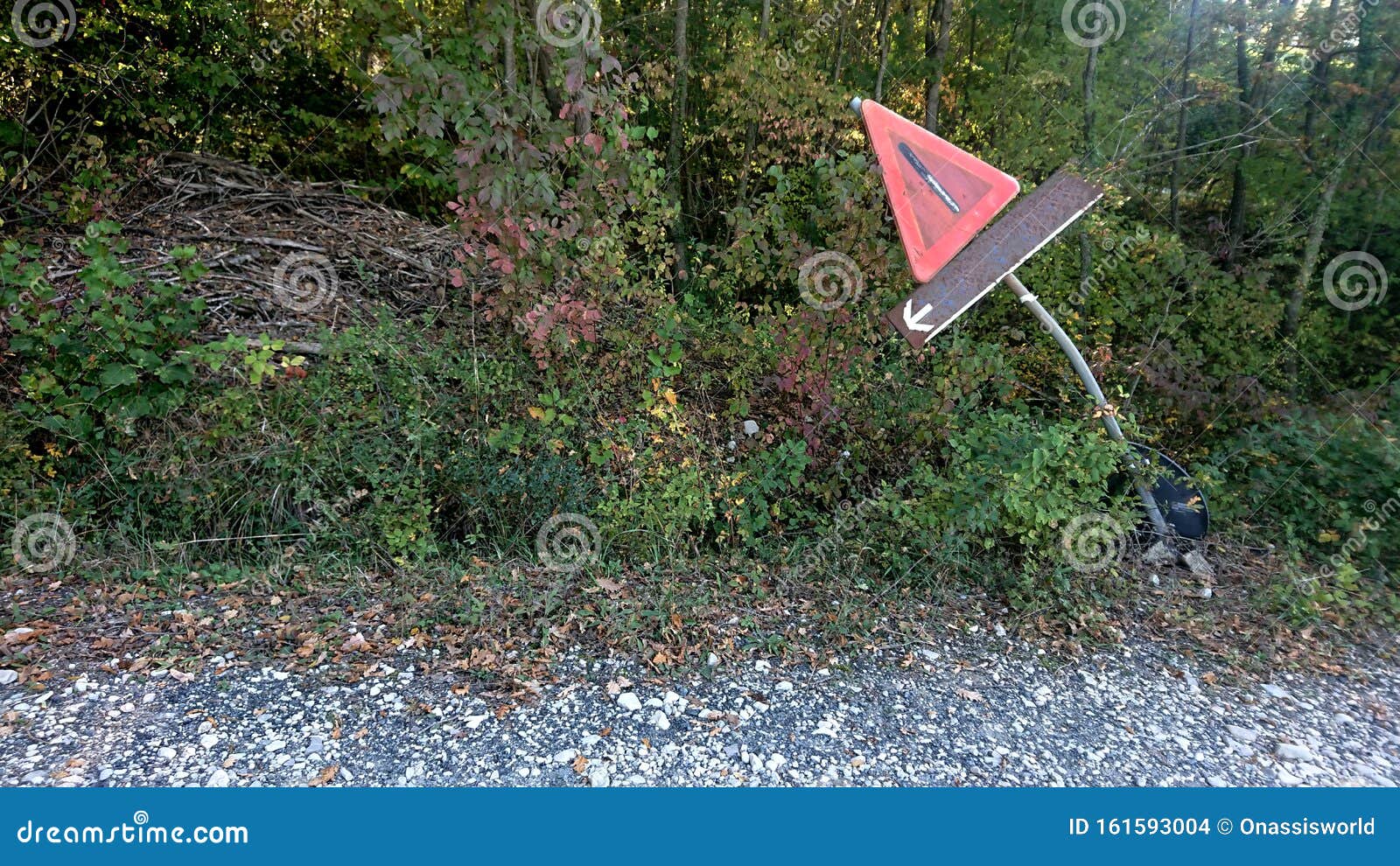 Old Broken Road Warning Sign Stock Photo - Image of road, warning ...