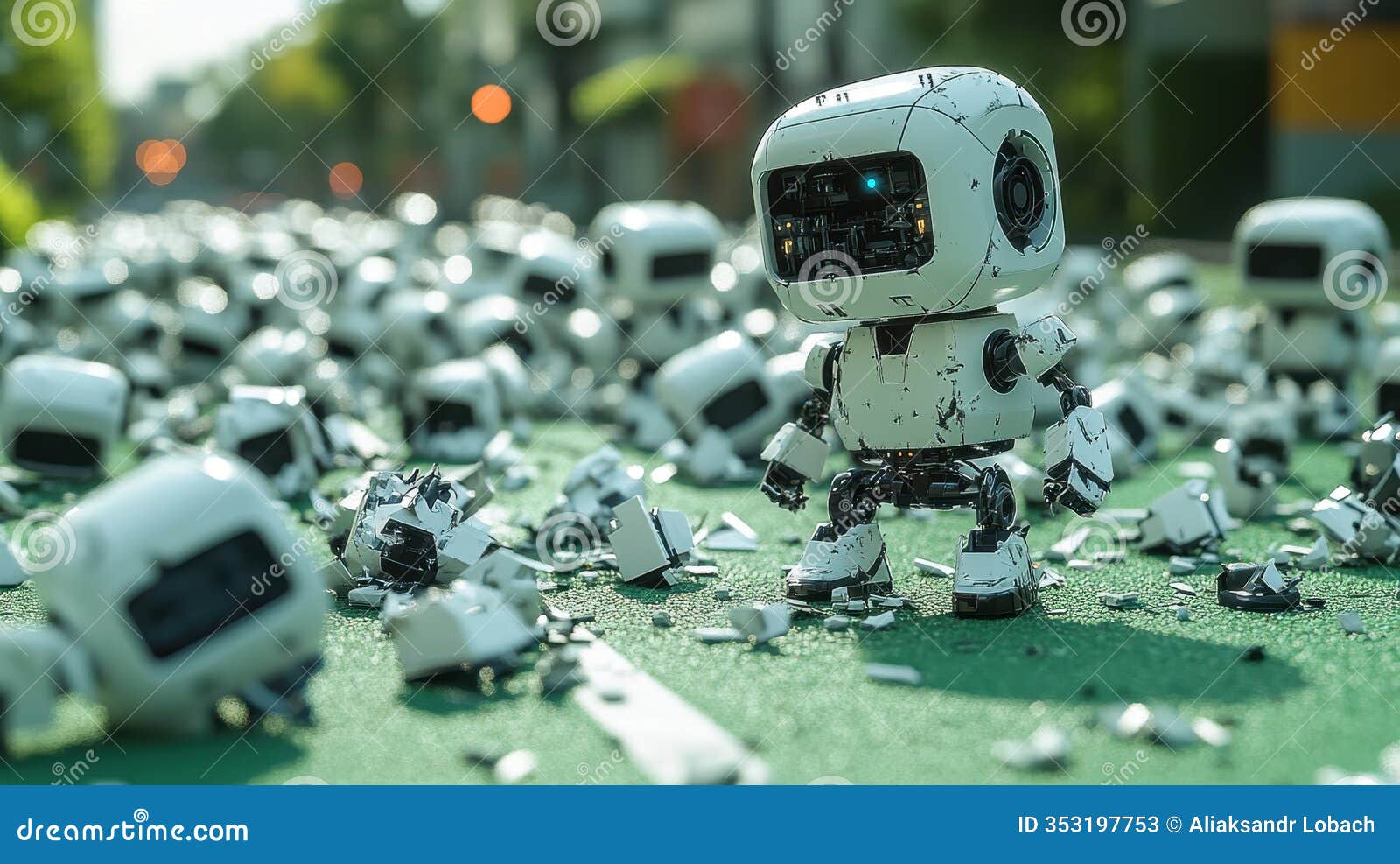 Old Broken Robots on a Green Field. Abandoned Old Robots in a Landfill Stock Image - Image of ...
