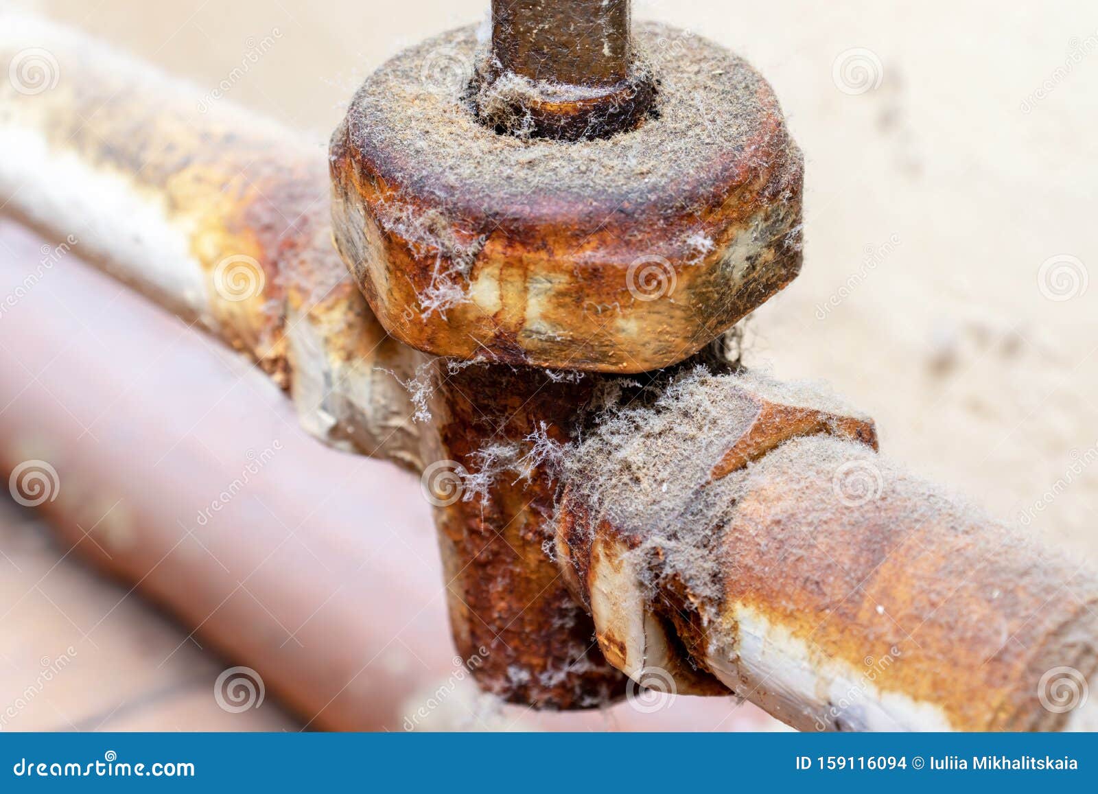 Old Broken Rusty Heating Valve on a Rusty Pipeline of Heating Battery ...