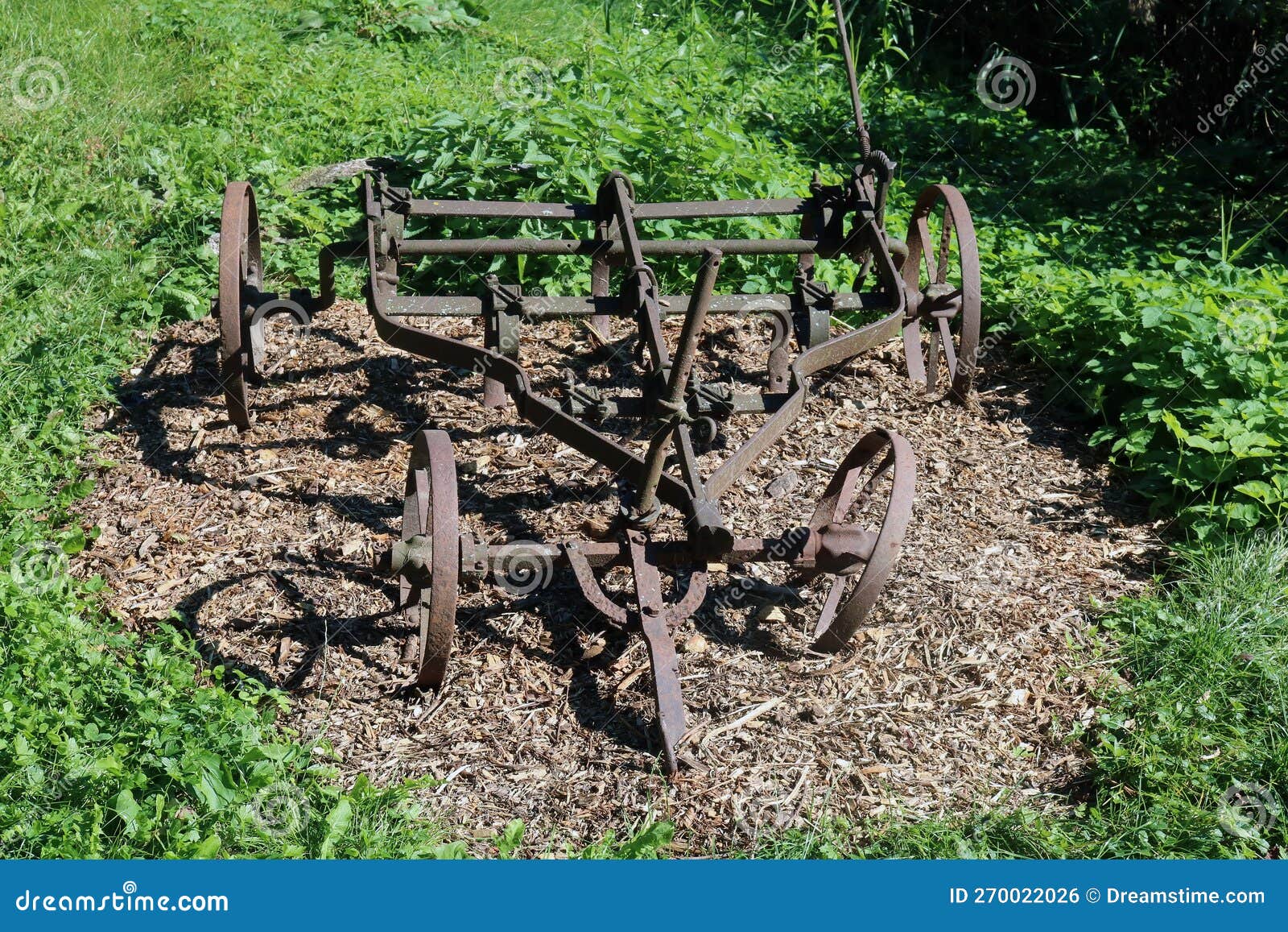 Old Broken Rusty Metal Carousel Swing On Abandoned Playground Among ...