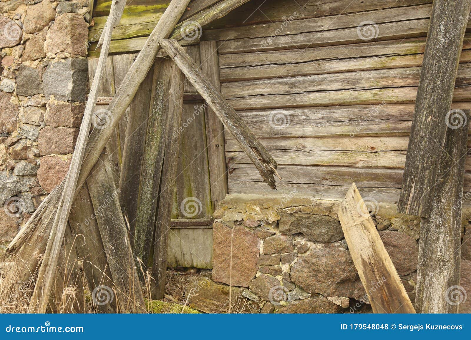 Old broken stone barn stock photo. Image of farm, leaning - 179548048