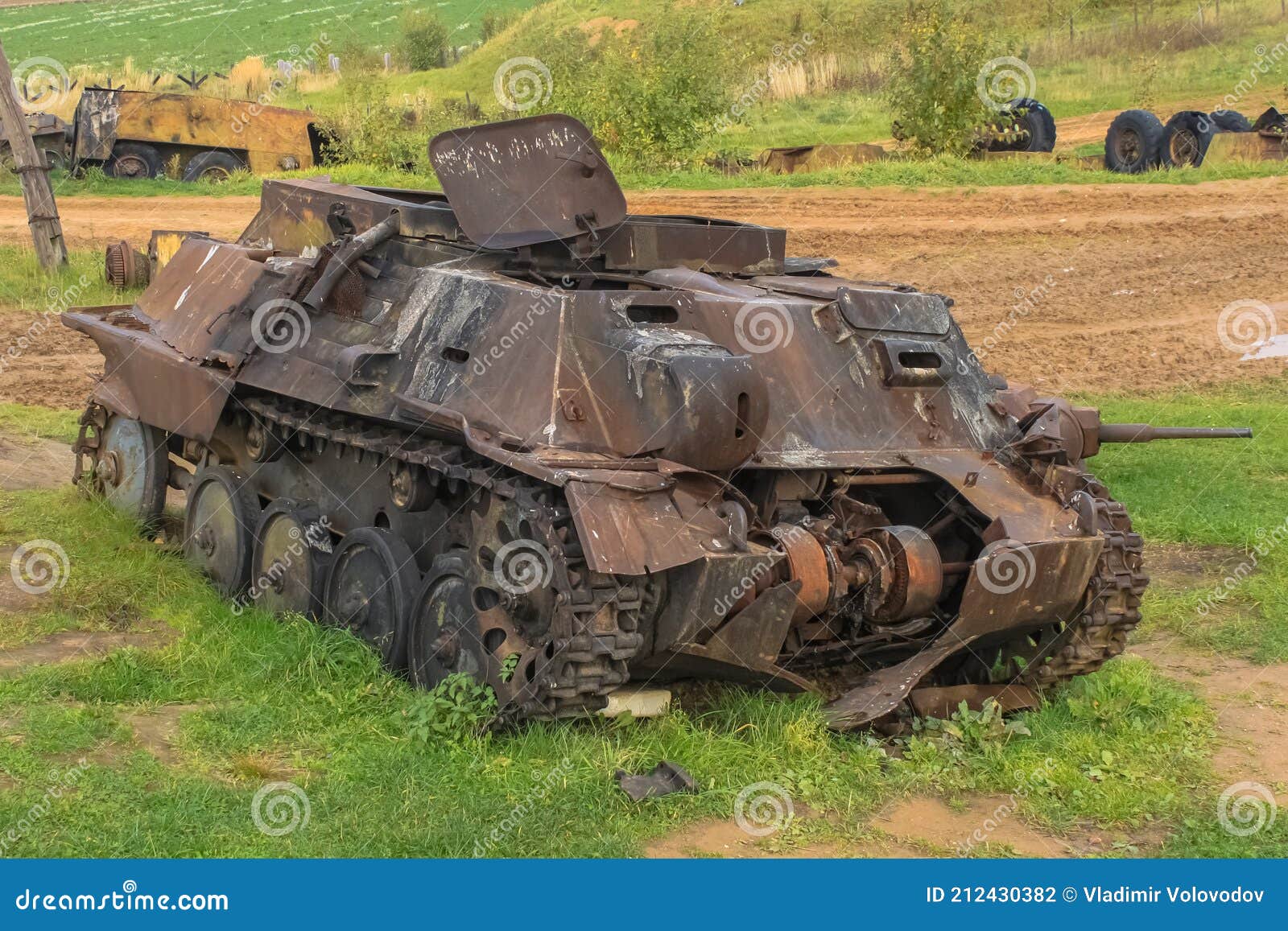 An Old Broken Tank of the Second World War Model is Rusting in the ...