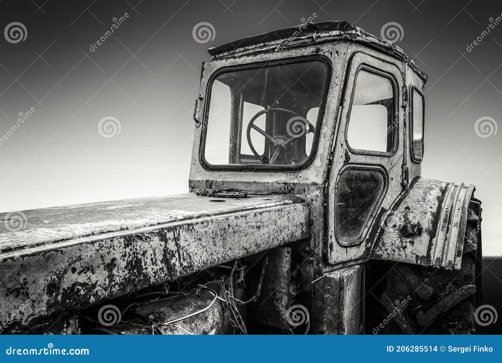 Old broken tractor stock photo. Image of industrial - 206285514