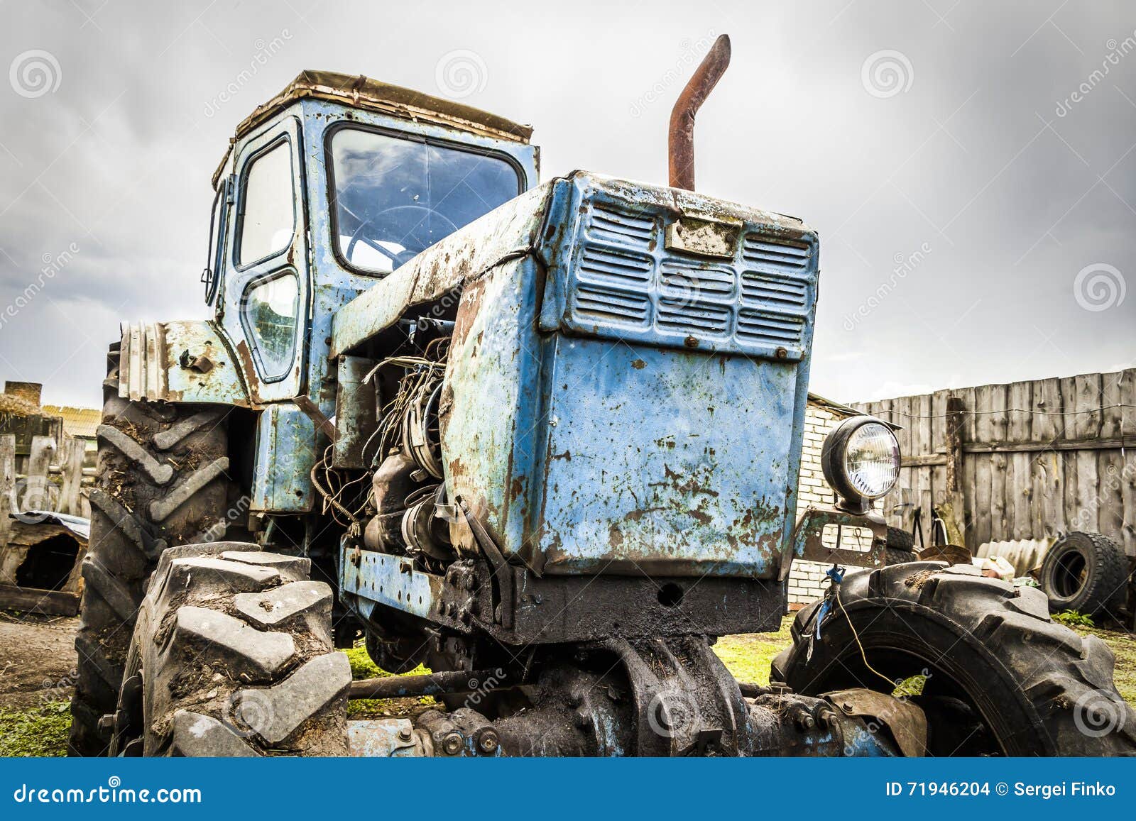 Old broken tractor stock photo. Image of remote, messy - 71946204